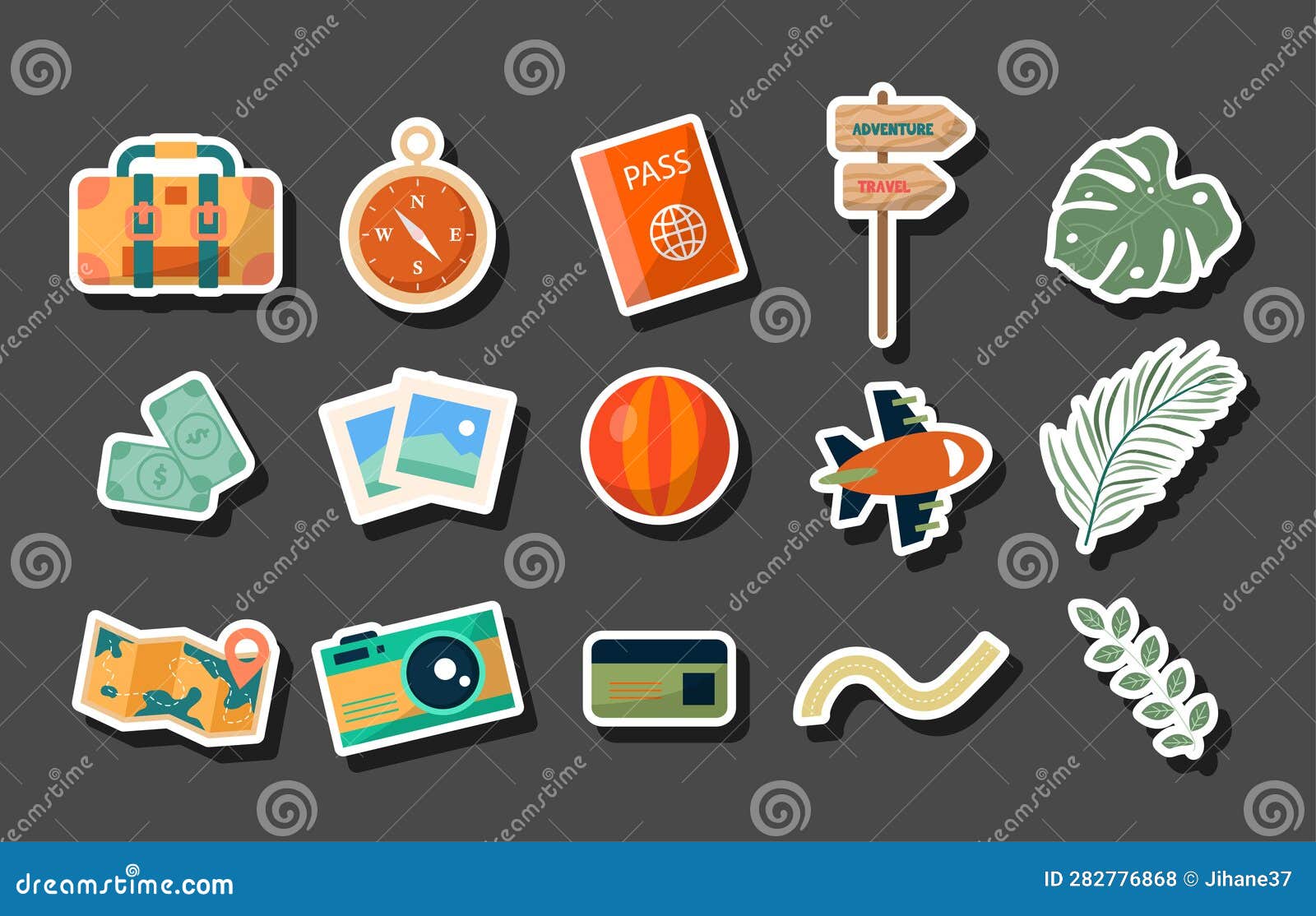 Hand Drawn Travel Agency Sticker Set Stock Illustration - Illustration ...