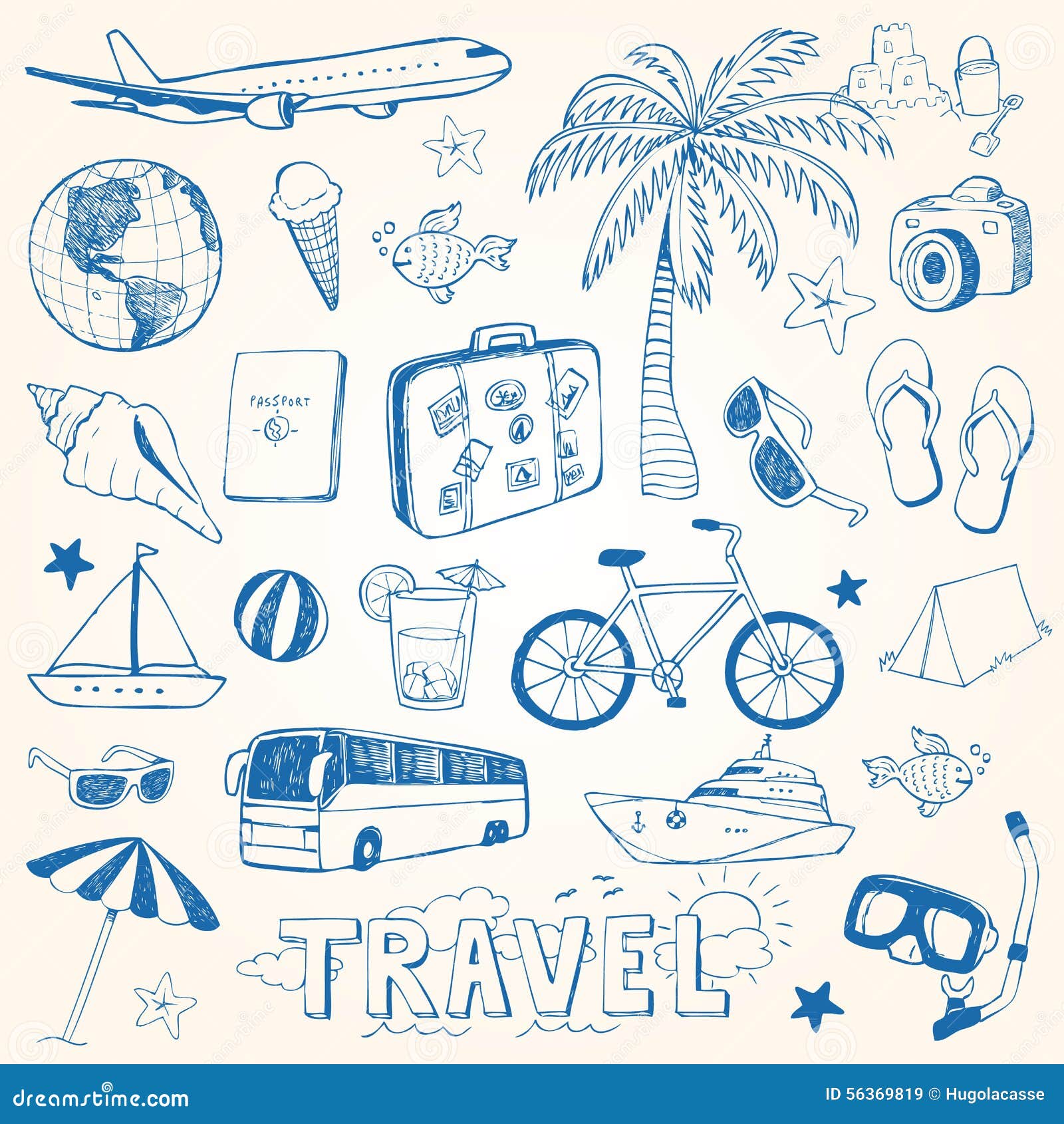 Travel Doodles. Coloring Pages For Kids. Vector Illustration ...