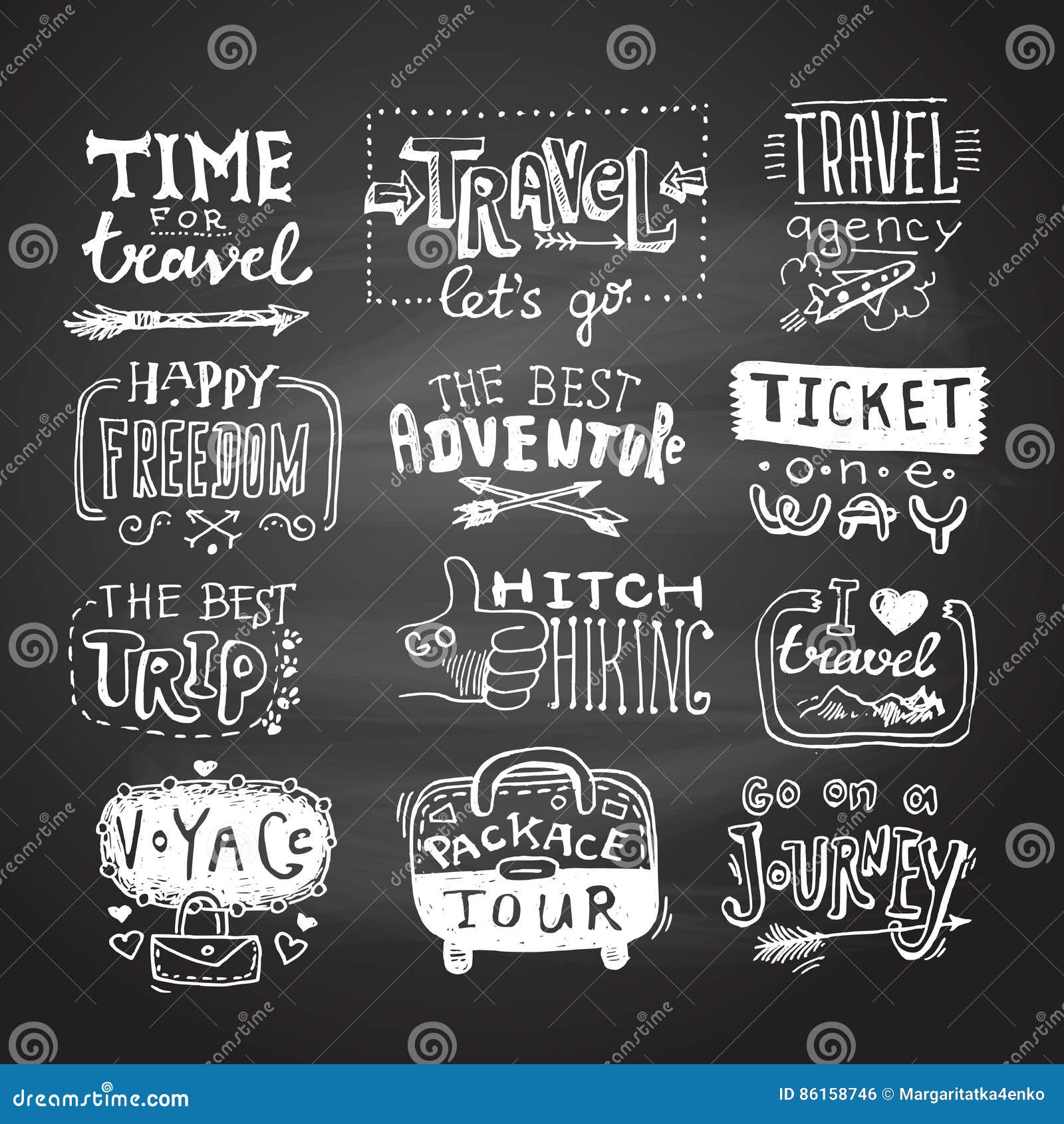 Hand Drawn Travel Lettering. Stock Vector - Illustration of letter ...