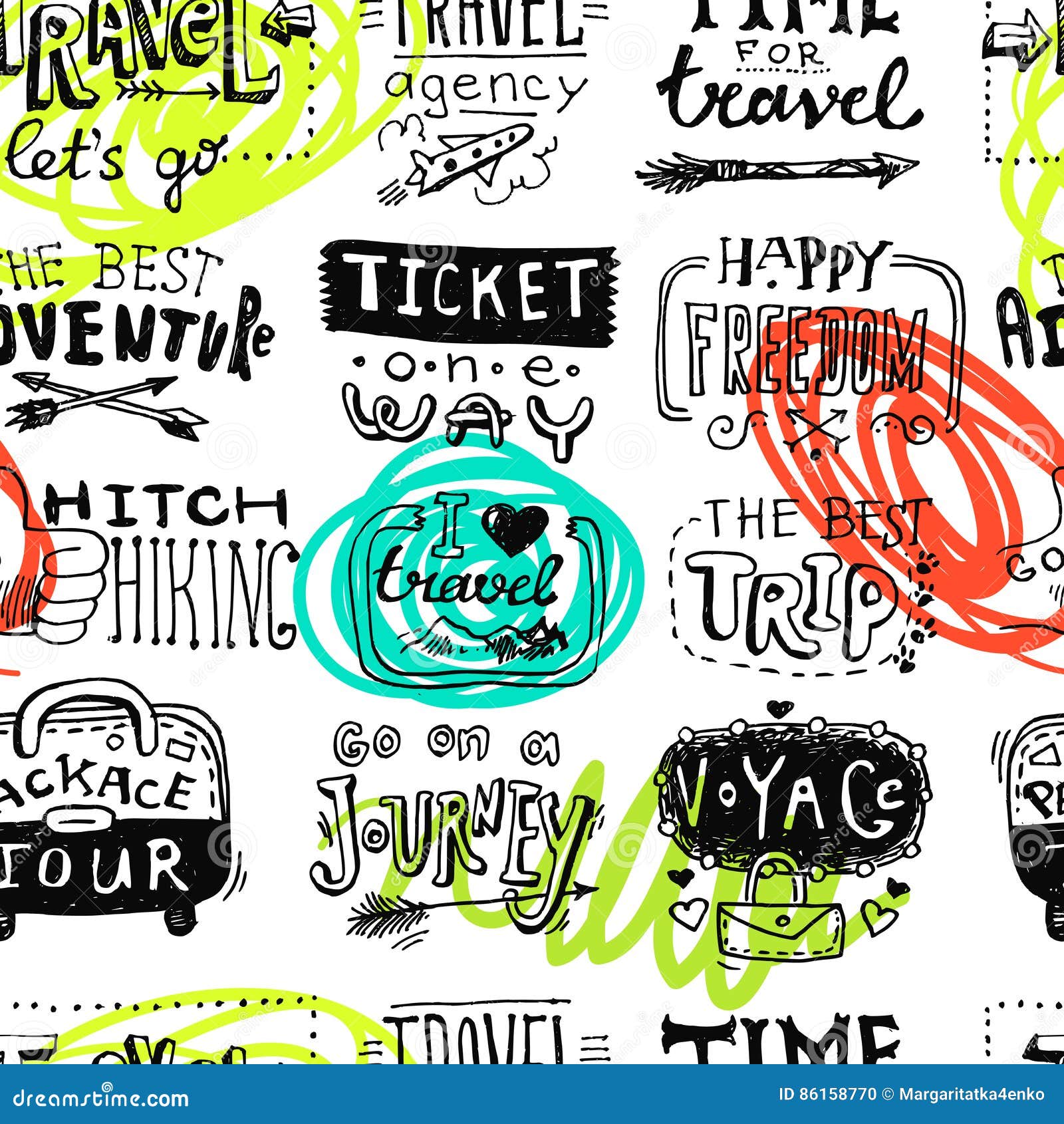 Travel Lettering Design Set - Collection Of Handwritings, Trip, Journey ...