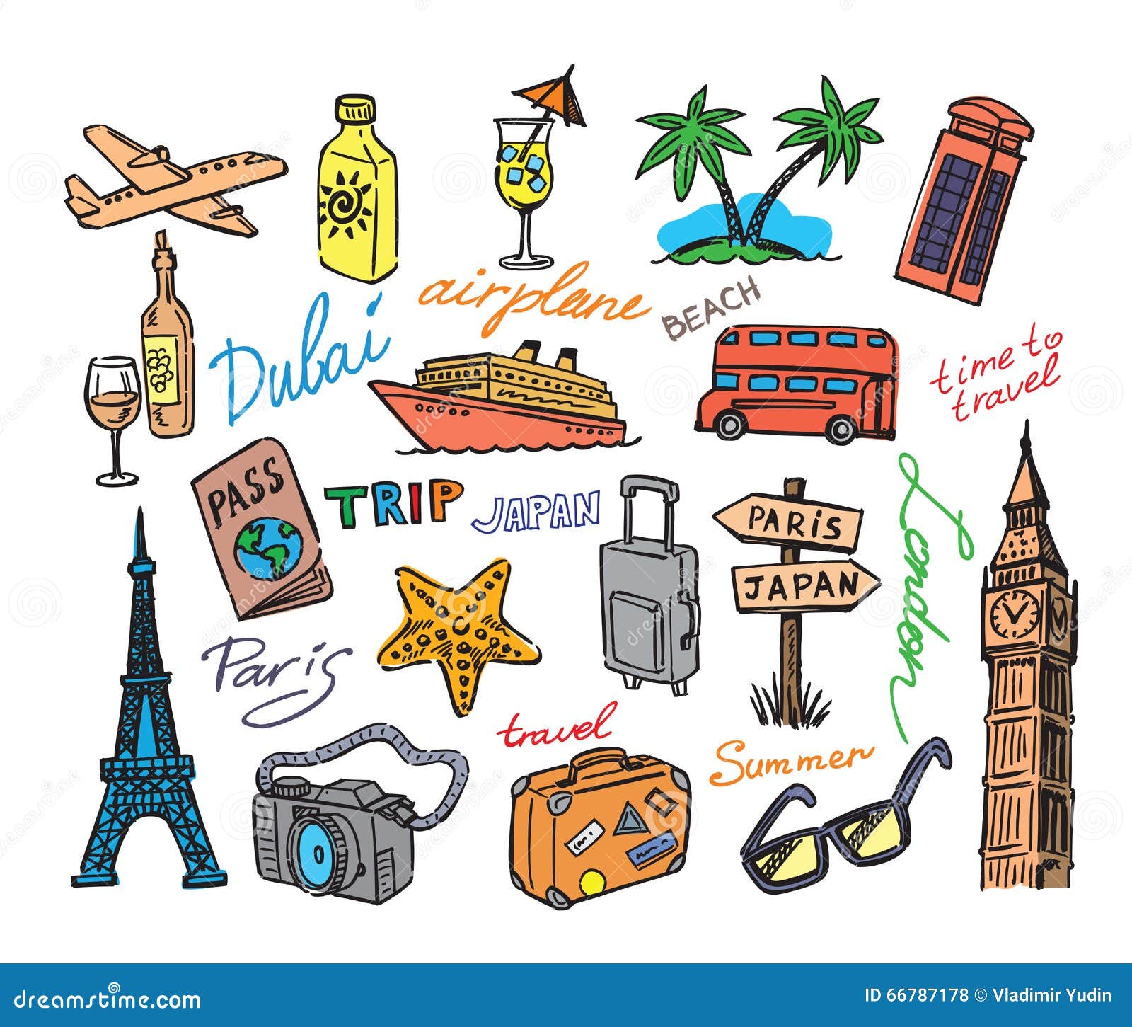 Hand drawn travel stock vector. Illustration of service - 66787178