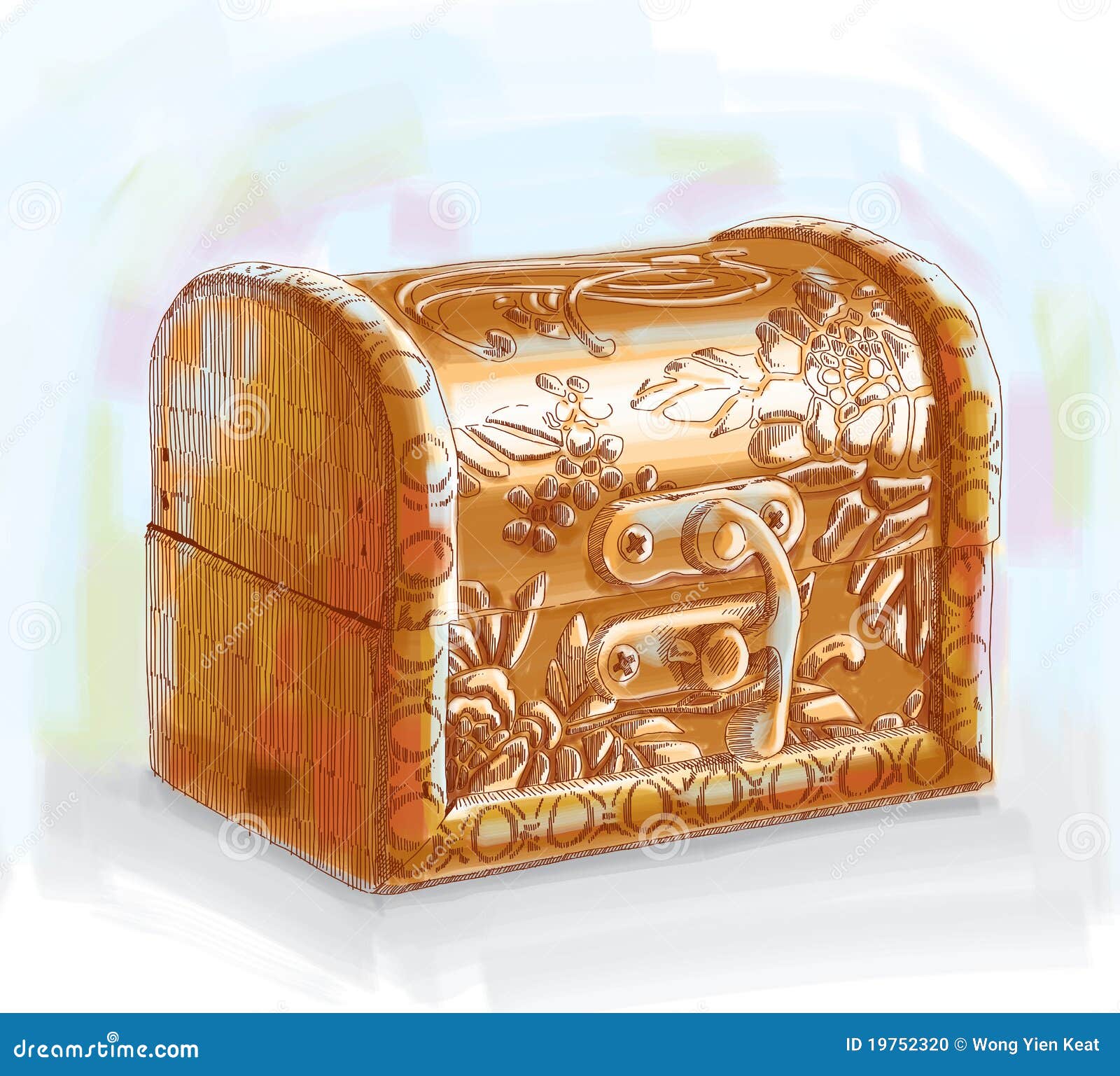 Hand Drawn Treasure Chest stock vector. Illustration of stroke - 19752320