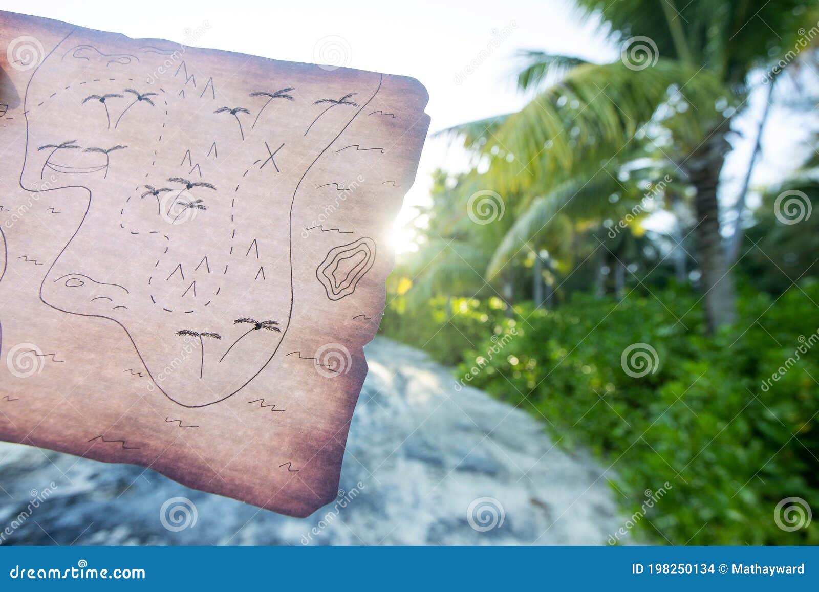 A Hand Drawn Treasure Map on a Deserted Tropical Island Stock Photo ...