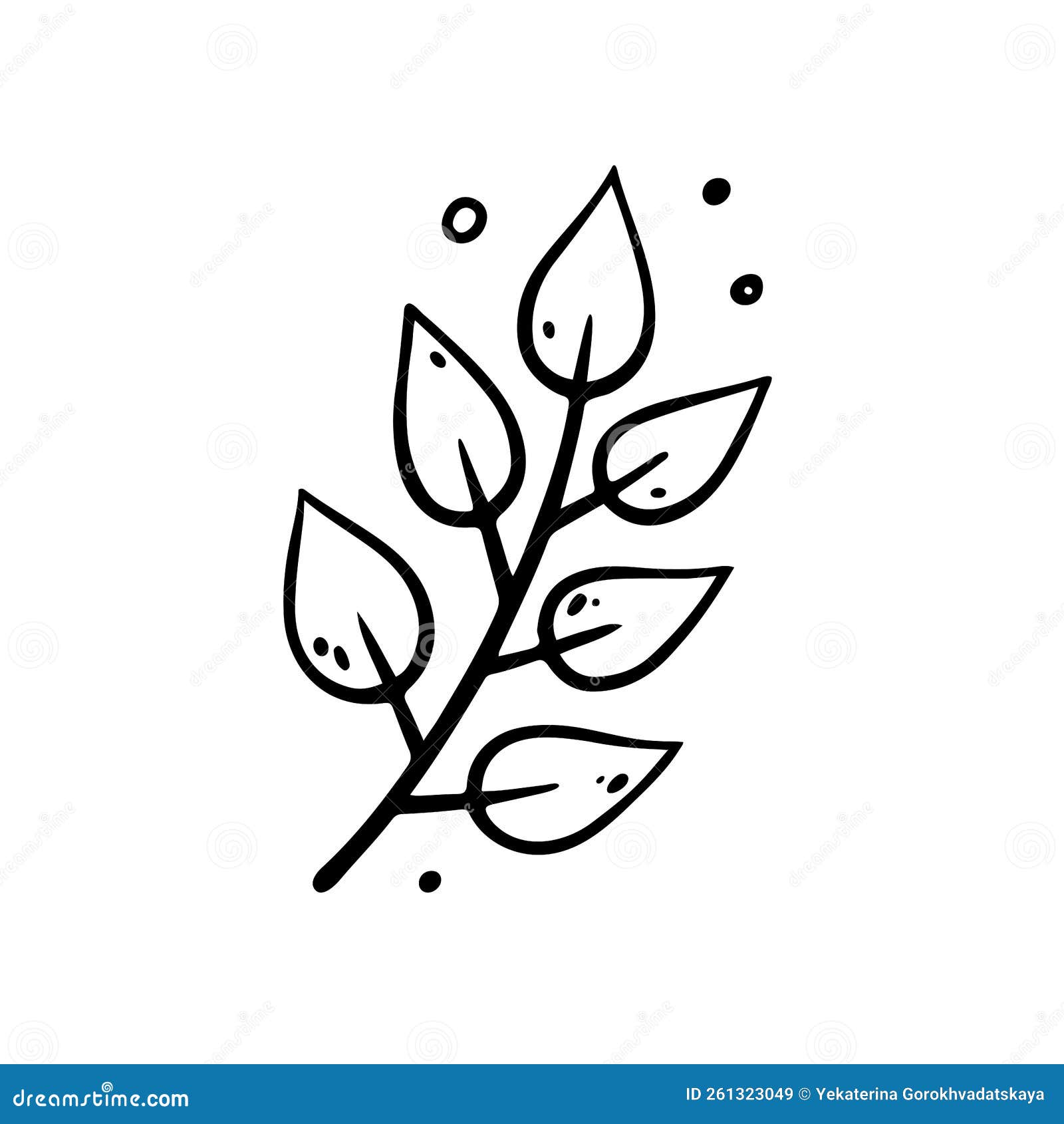 Hand Drawn Tree Branch, Autumn Element. Vector Illustration in Doodle ...