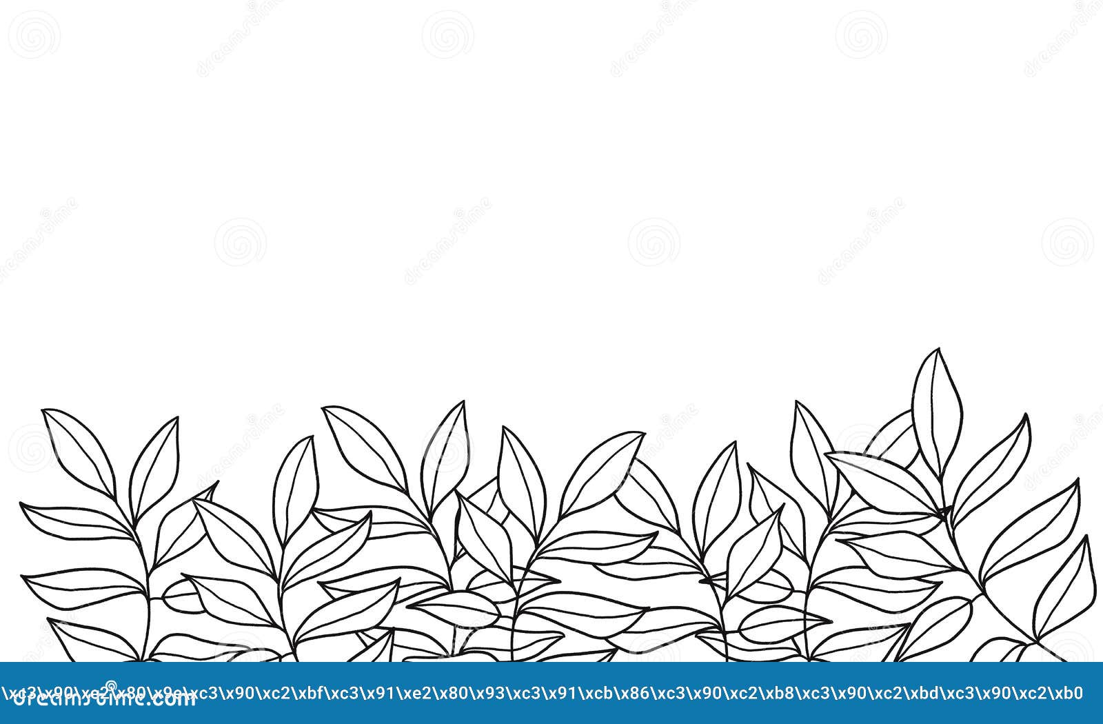 Hand Drawn Tree Branches with Leaves. Line Art Stock Illustration ...