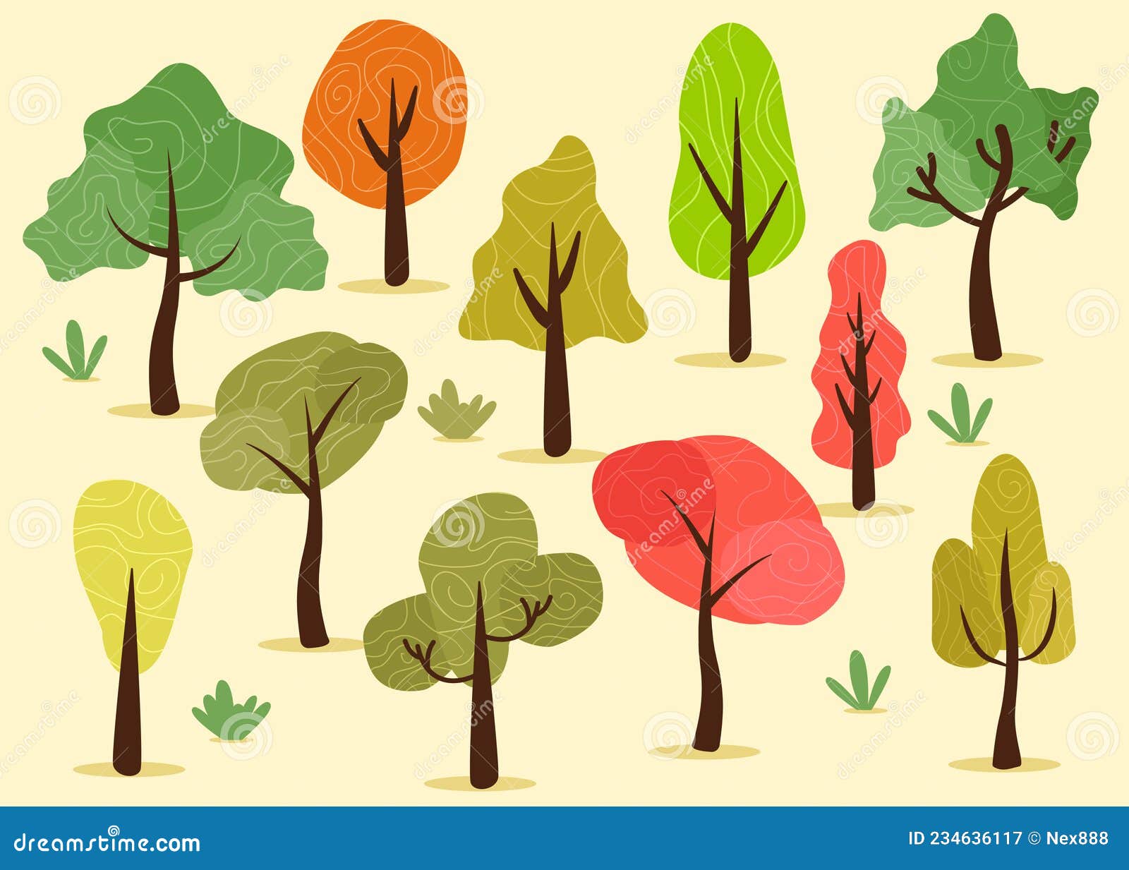 Hand Drawn Tree Collection Design Stock Vector - Illustration of icon ...