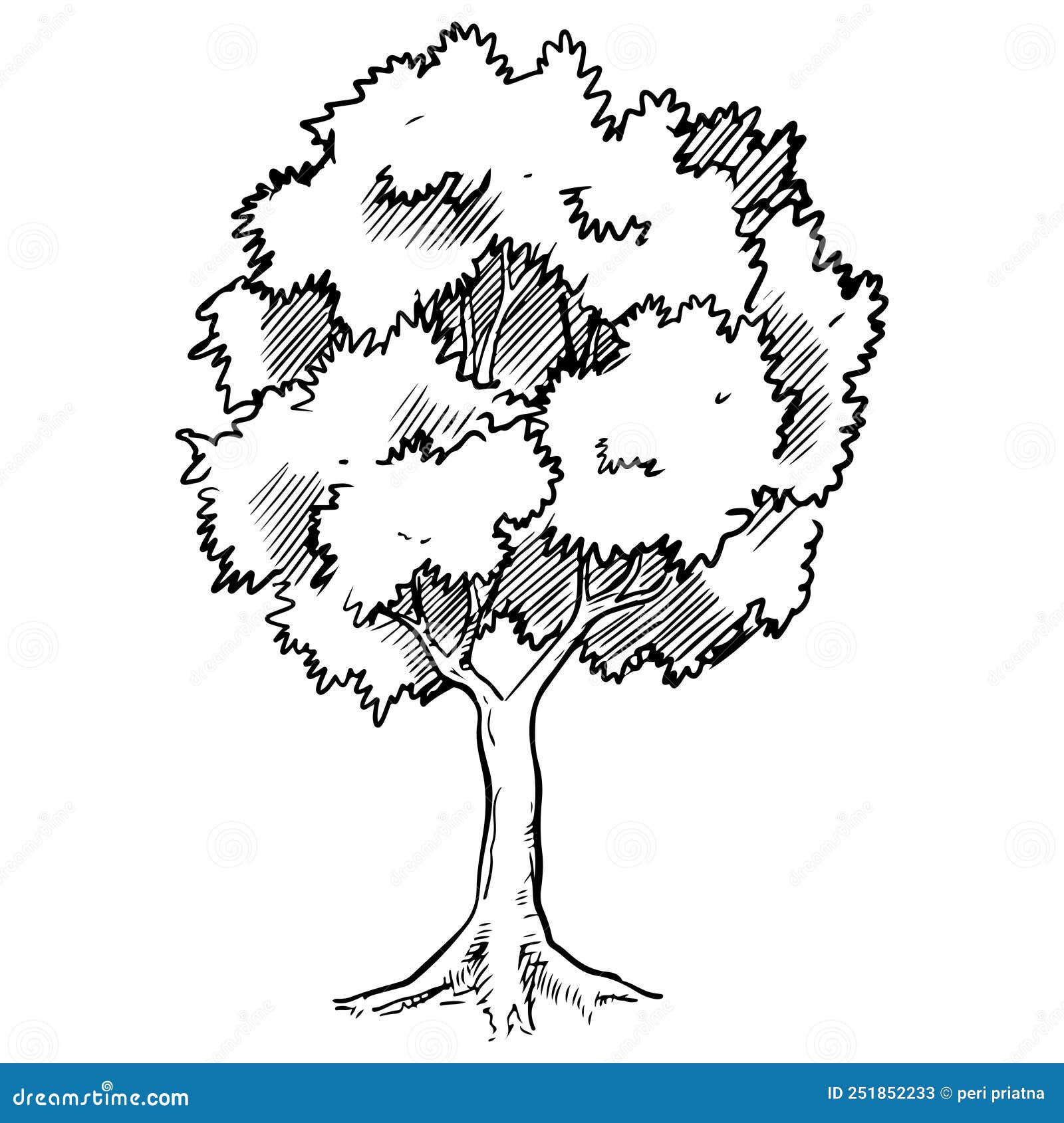 Hand Drawn Tree Isolated on White Background. Vector Illustration Stock ...