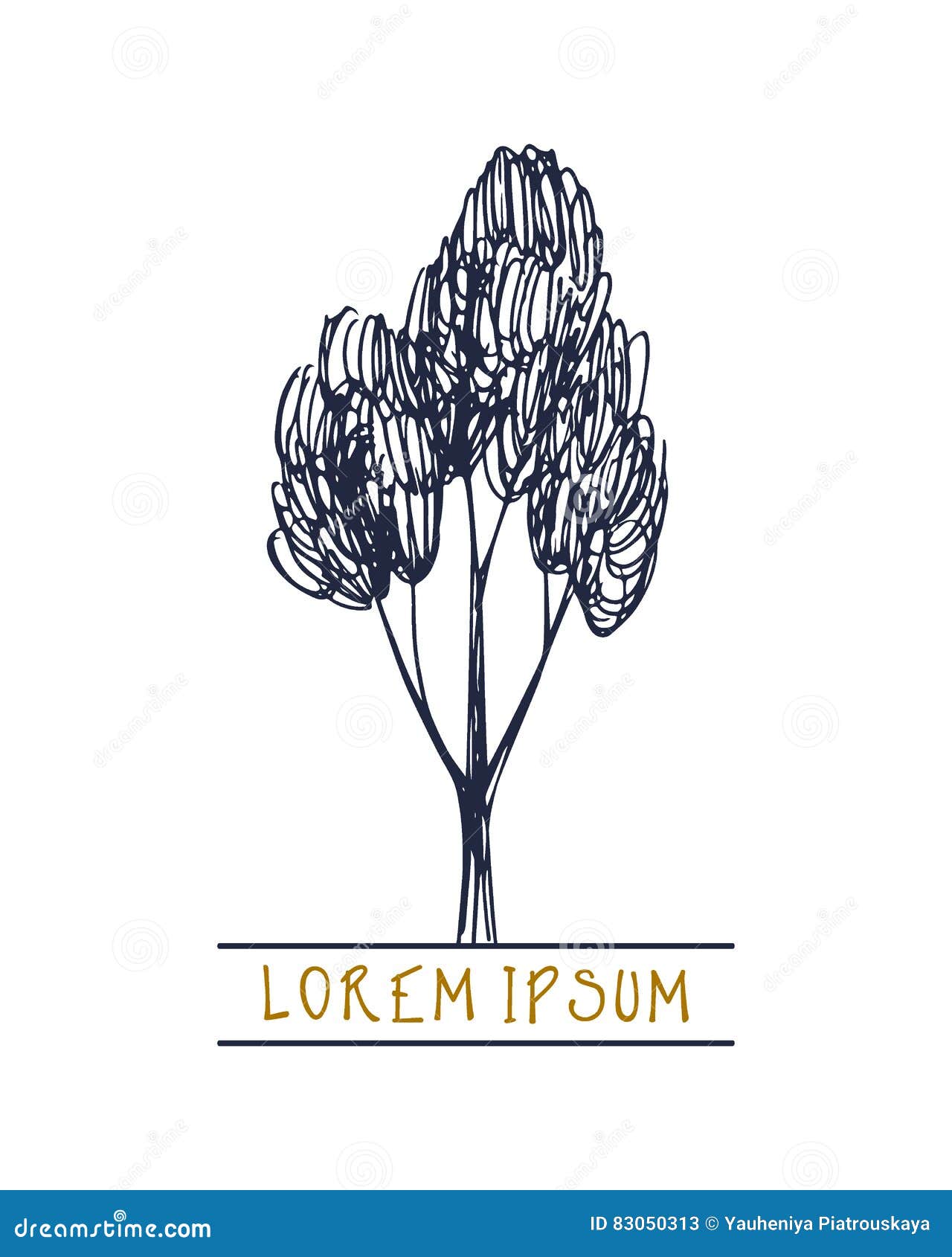 Hand drawn tree stock vector. Illustration of print, forest - 83050313