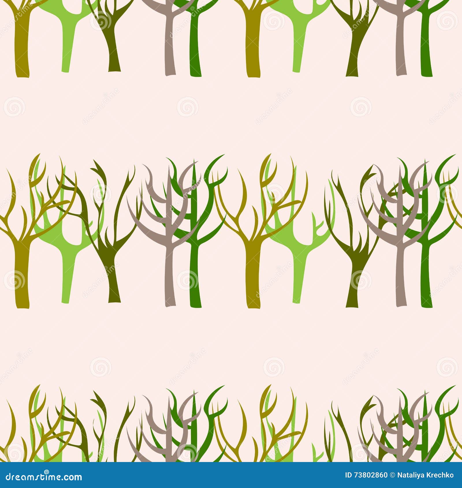 Hand Drawn Trees Seamless Pattern Stock Vector - Illustration of ...