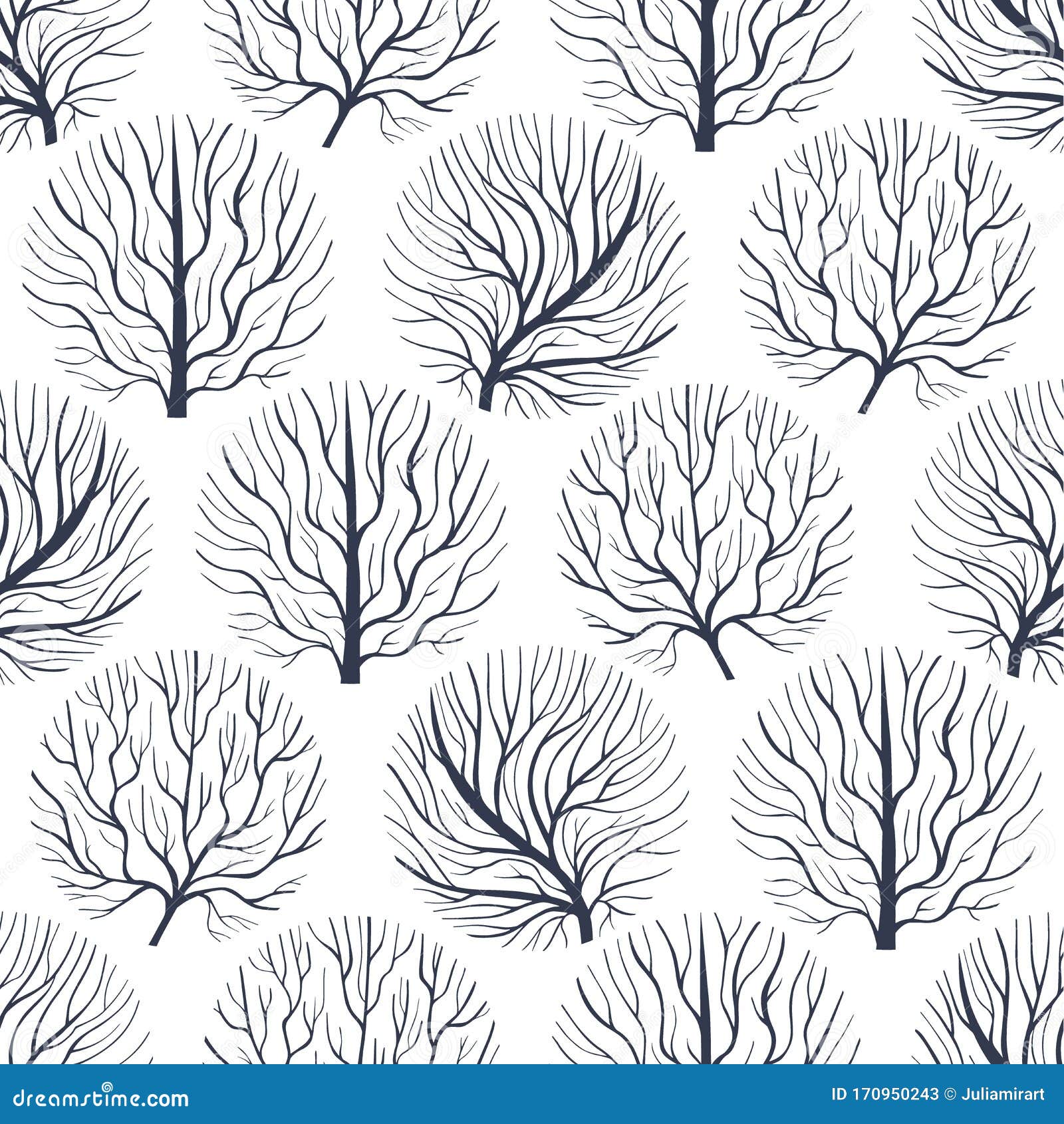 Hand Drawn Trees Seamless Pattern-02 Stock Vector - Illustration of ...