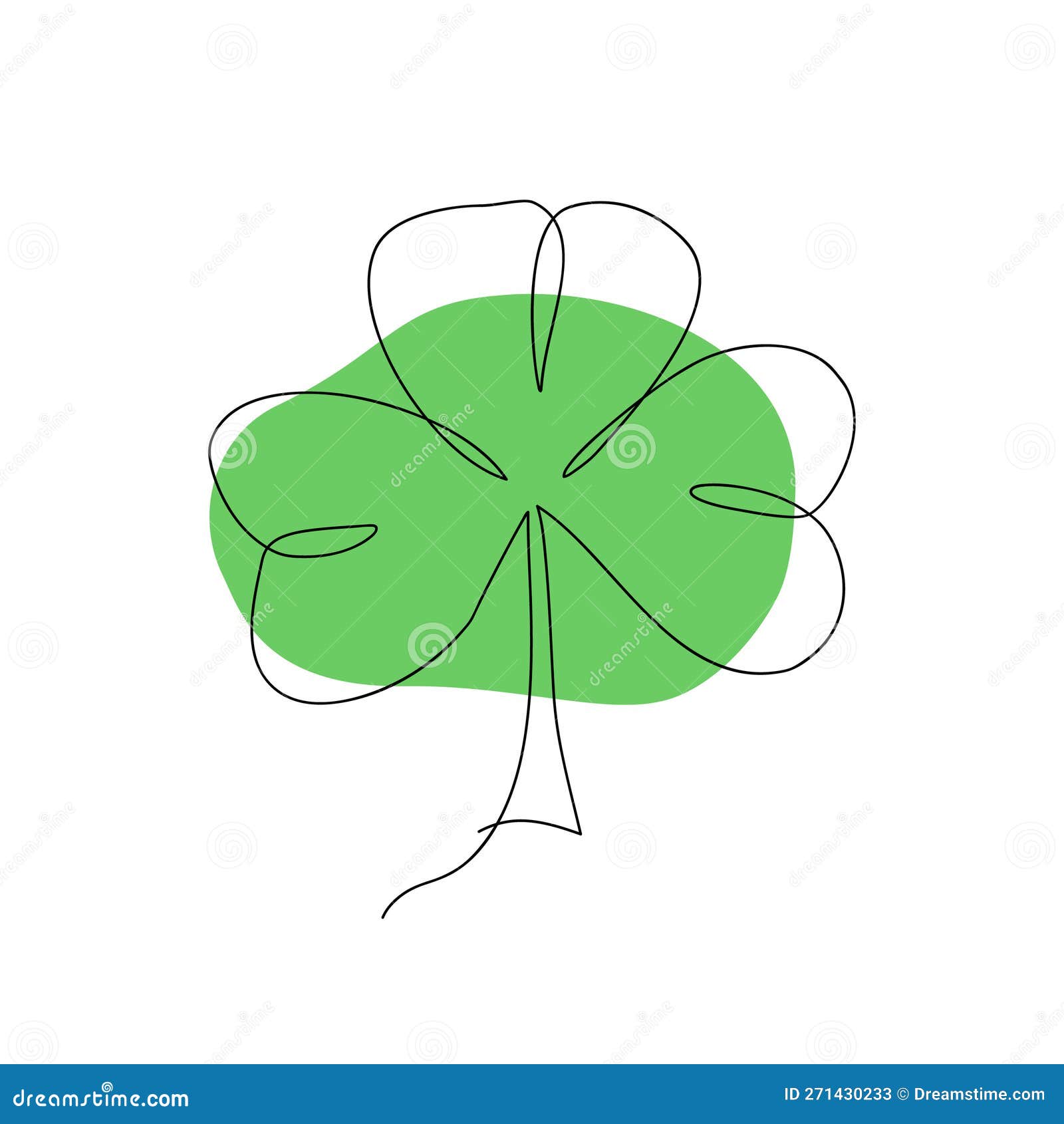 A Hand Drawn Trefoil Leaf with a Continuous Line. Vector Design for St ...