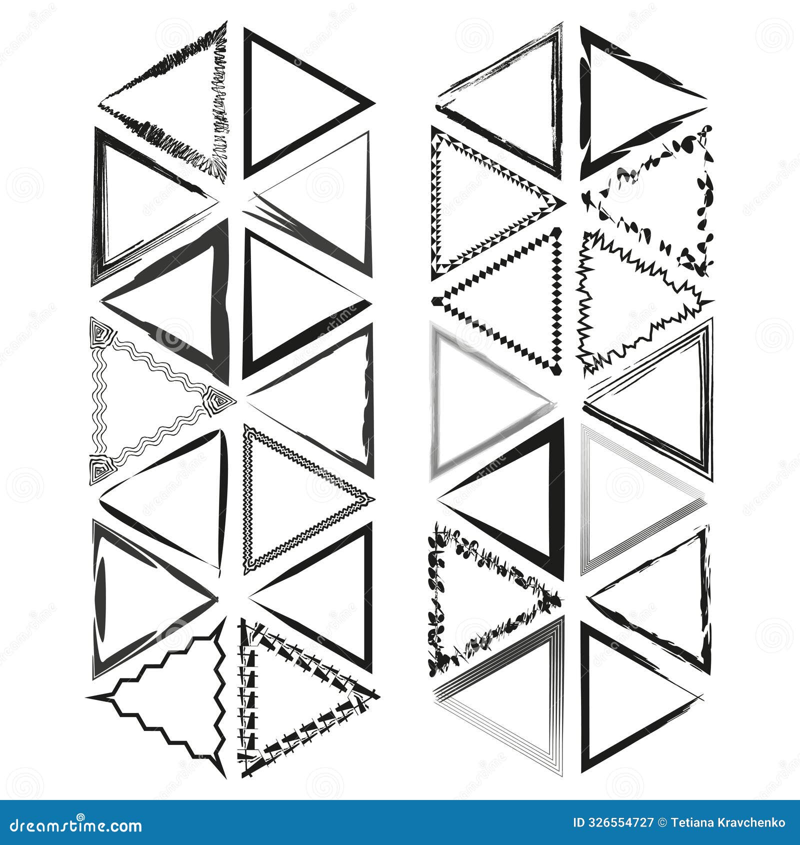 Hand Drawn Triangle Frames. Abstract Vector Set. Varied Geometric ...