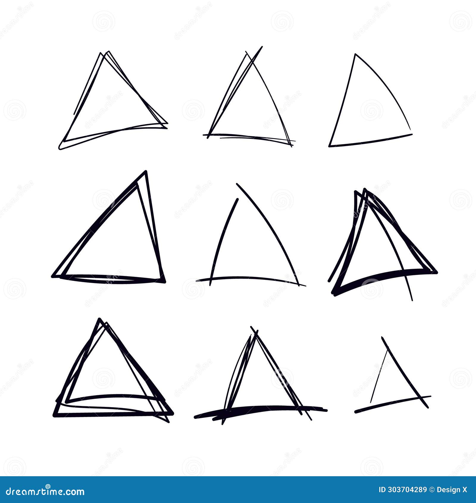 Hand Drawn Triangle Scribble Doodle Symbols Vector Random Hand Drawn ...