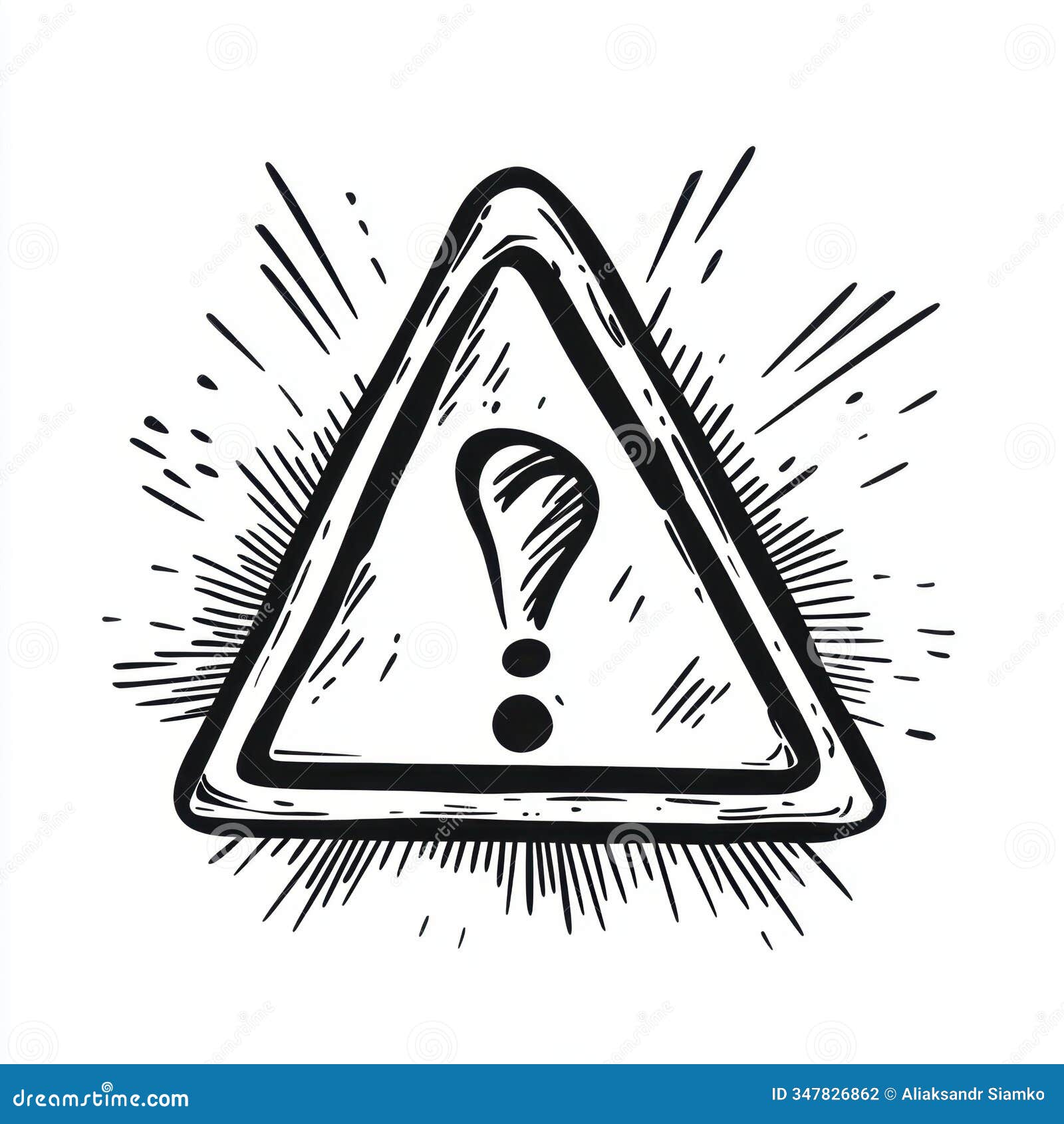 Hand-drawn Triangular Warning Sign with an Exclamation Mark Stock ...