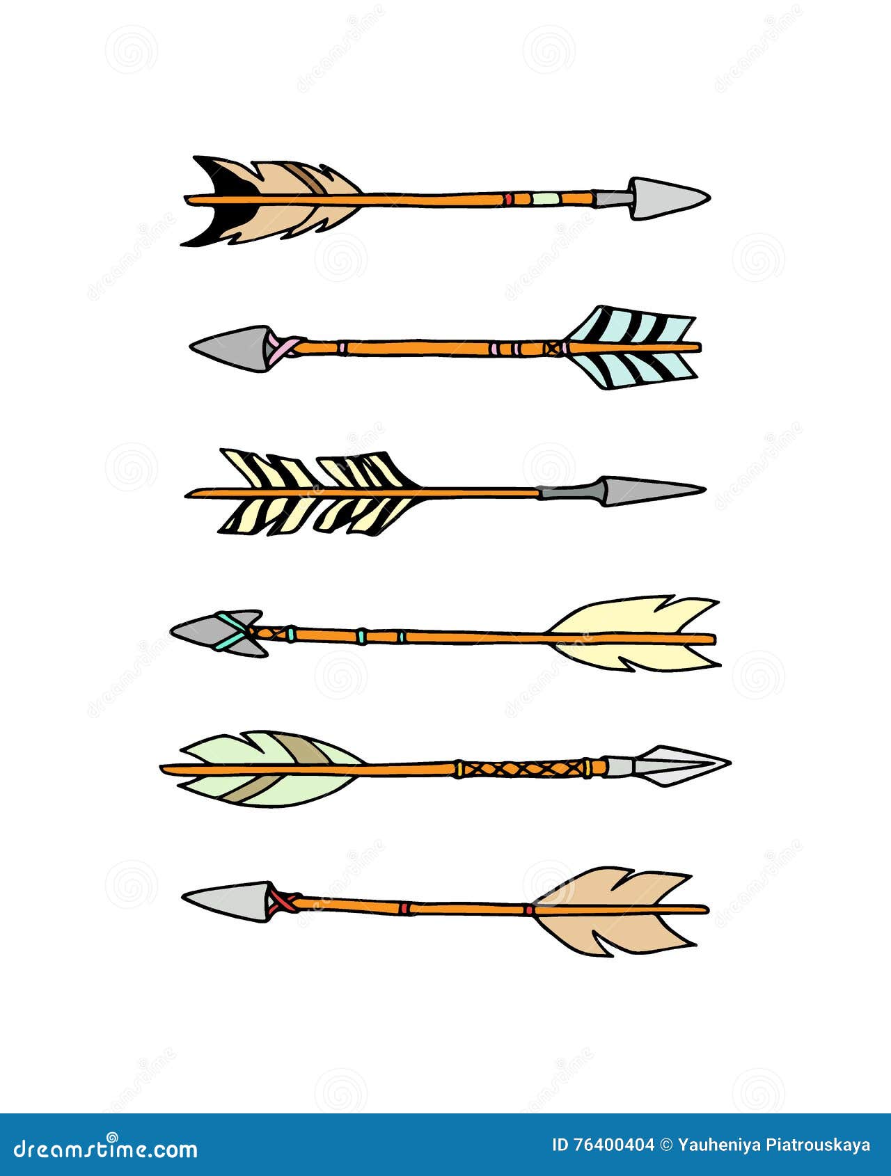 Hand drawn tribal arrows stock vector. Illustration of element - 76400404