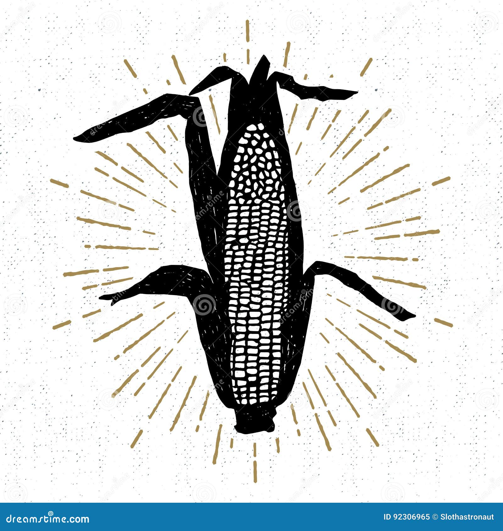 Hand Drawn Tribal Icon with a Textured Corn Vector Illustration Stock ...