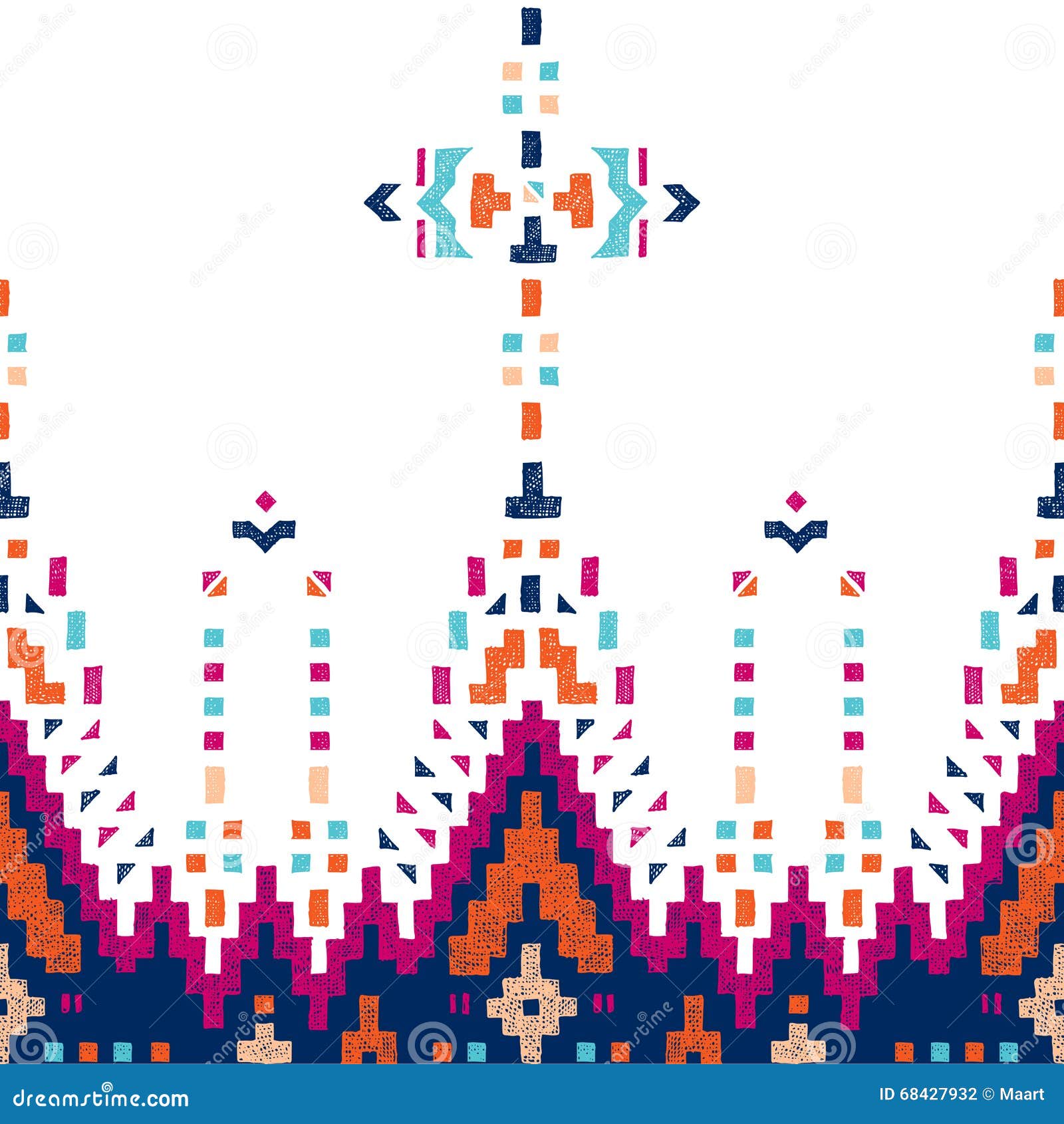 Hand Drawn Tribal Seamless Border Stock Vector - Illustration of ...