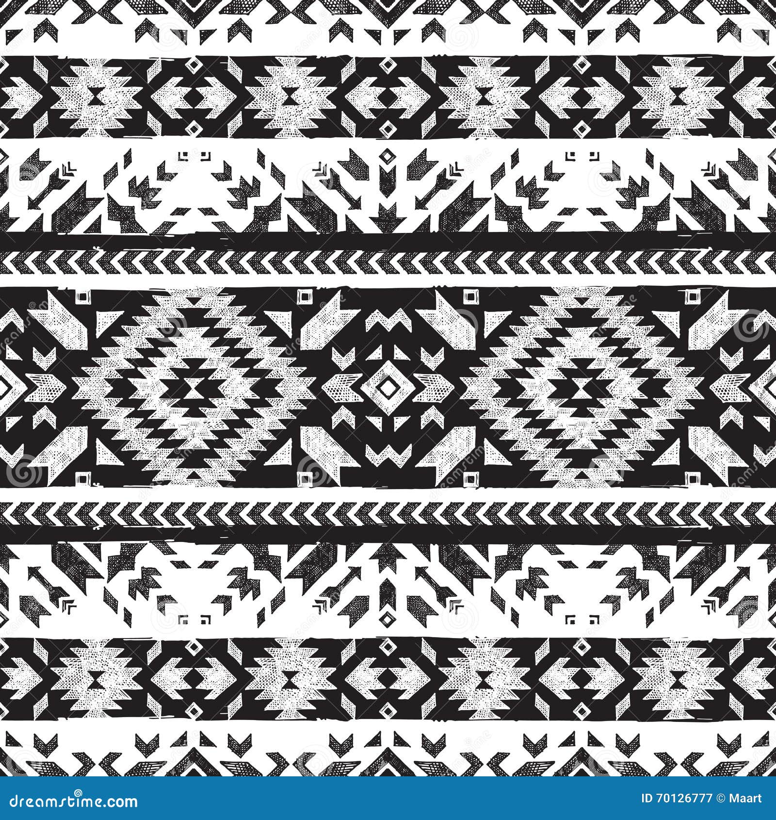 Hand Drawn Tribal Seamless Pattern Stock Vector - Illustration of ...