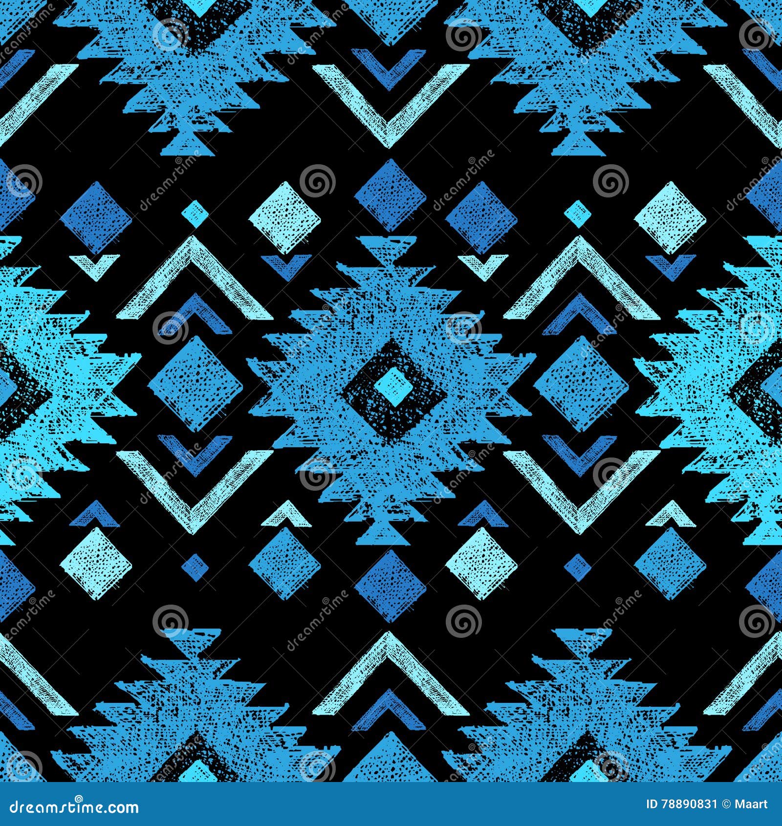 Hand Drawn Tribal Seamless Pattern Stock Vector - Illustration of blue ...