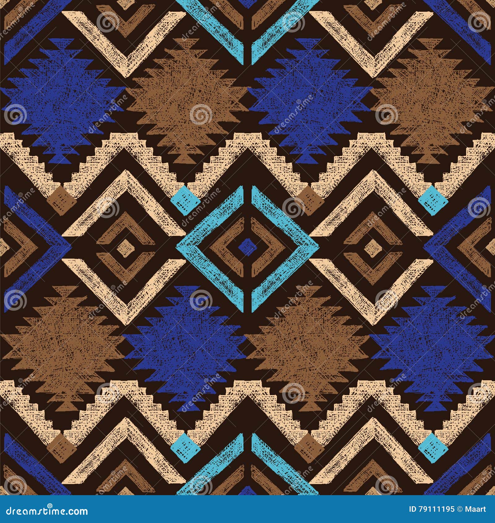 Hand Drawn Tribal Seamless Pattern Stock Vector - Illustration of ...