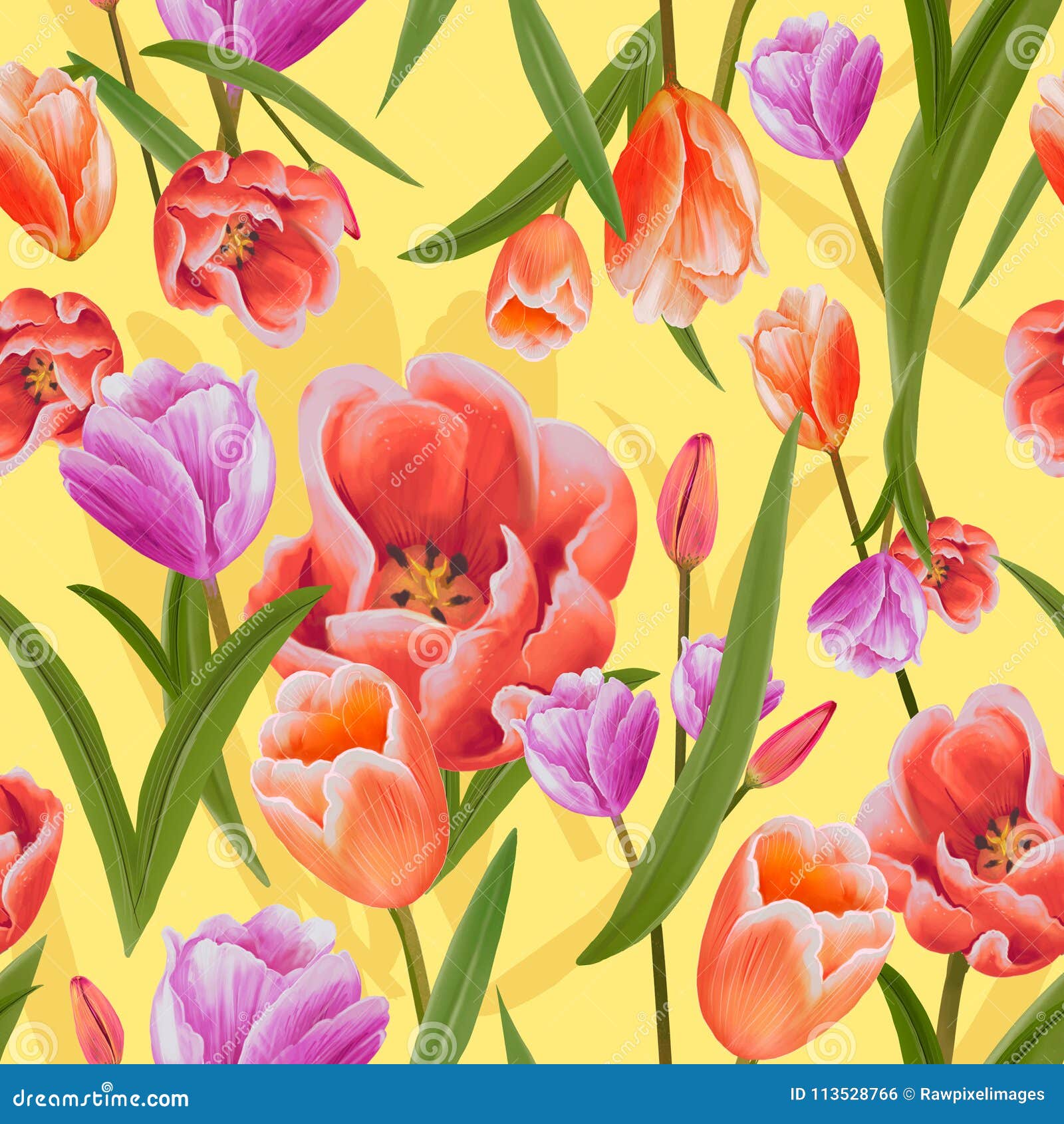 Hand Drawn Tulips Textured Background Stock Illustration - Illustration ...