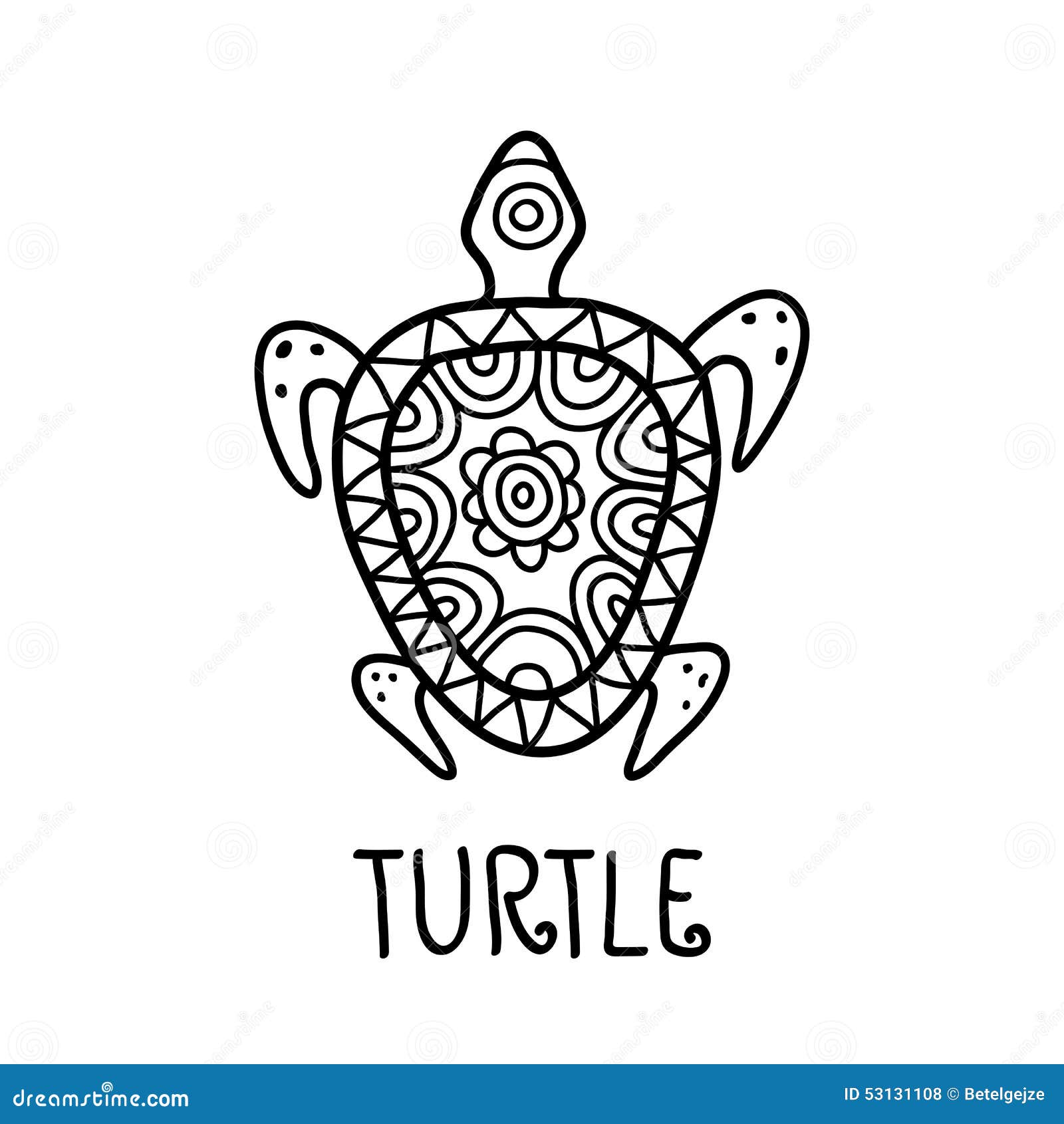 Hand Drawn Turtle Tribal Symbol. Vector Decorative Illustration Stock ...