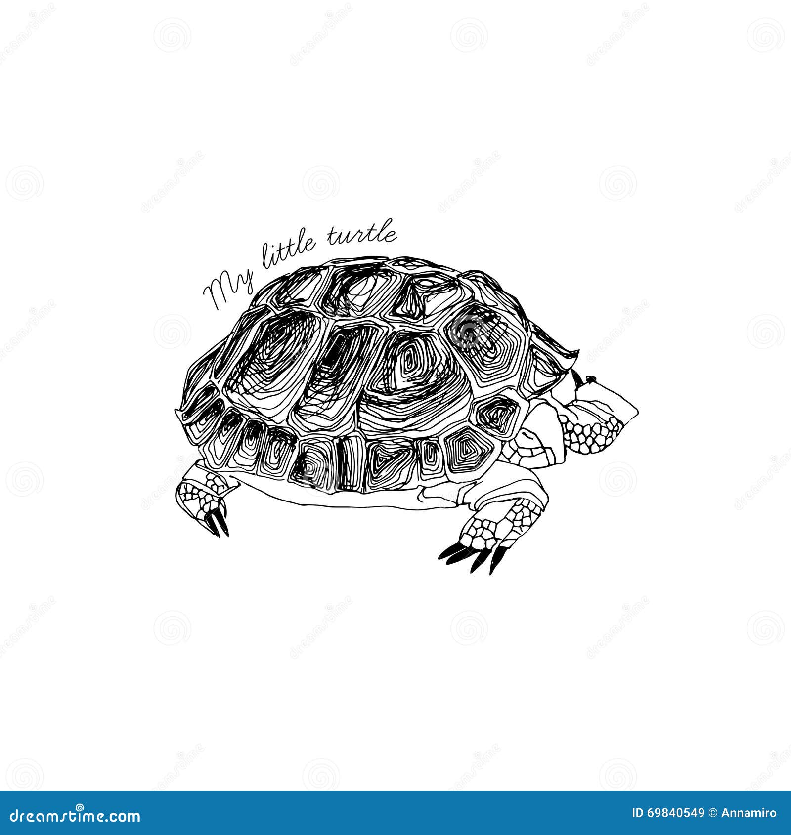 Hand-drawn turtle. stock vector. Illustration of abstract - 69840549