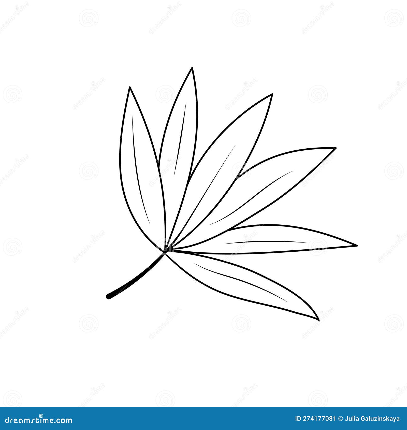 Hand Drawn Twig in Line Art Doodle Style. Stock Vector - Illustration ...