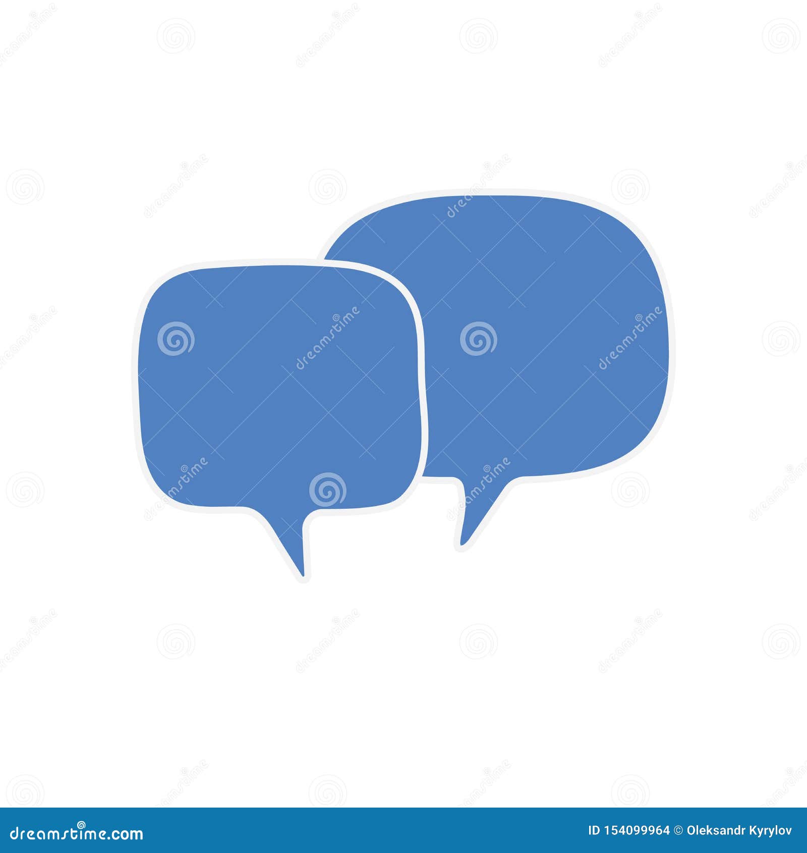Hand Drawn Two Speech Bubbles. Vector Illustration Isolated on White ...