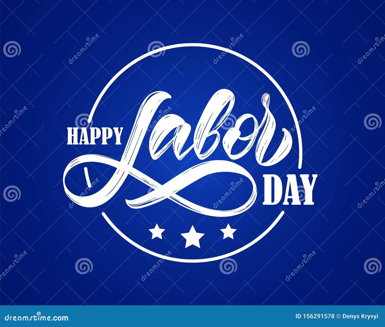 Hand Drawn Type Lettering Composition of Happy Labor Day on Blue ...