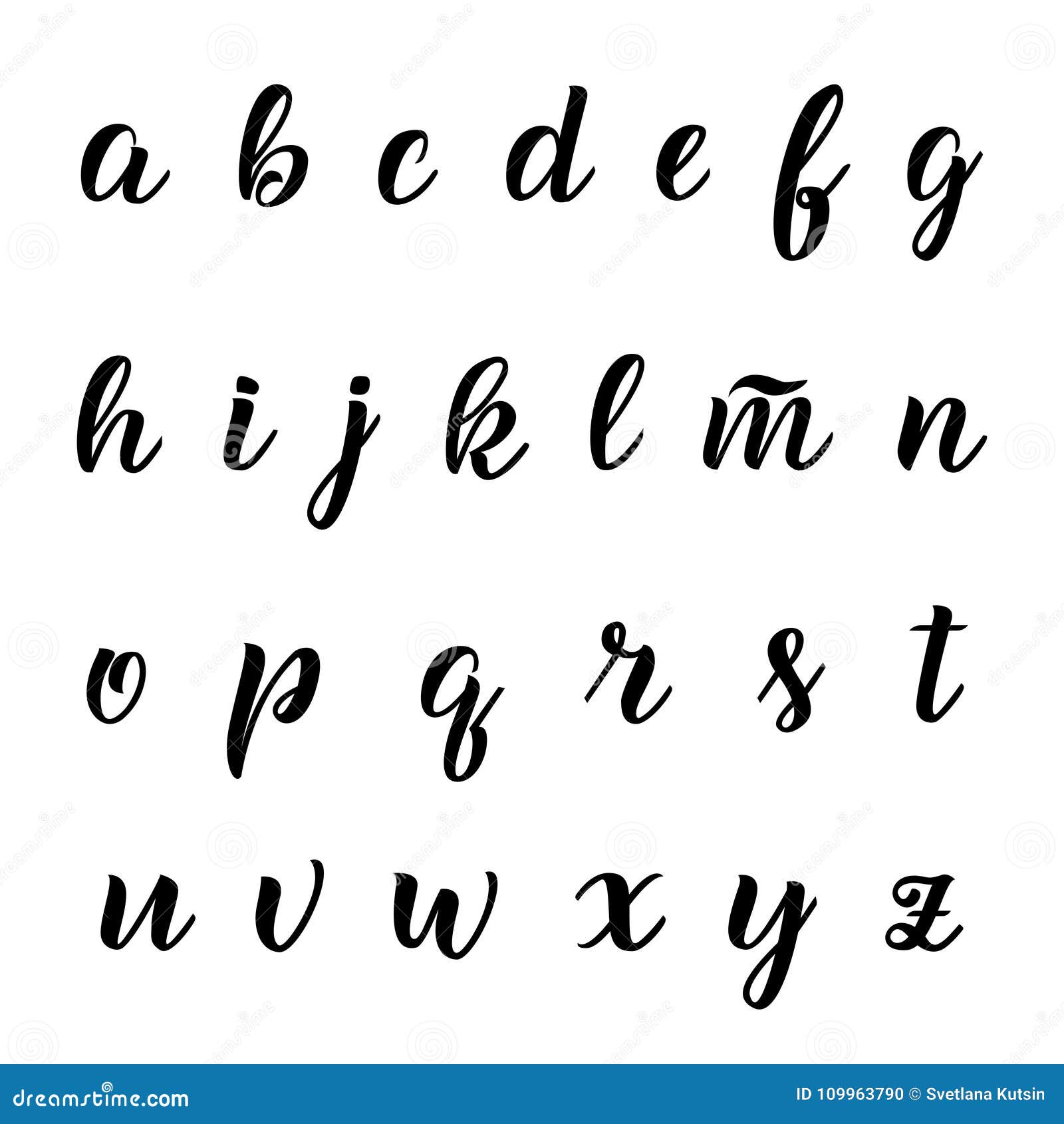 Hand Drawn Typeface. Brush Painted Letters. Handwritten Script Alphabet ...