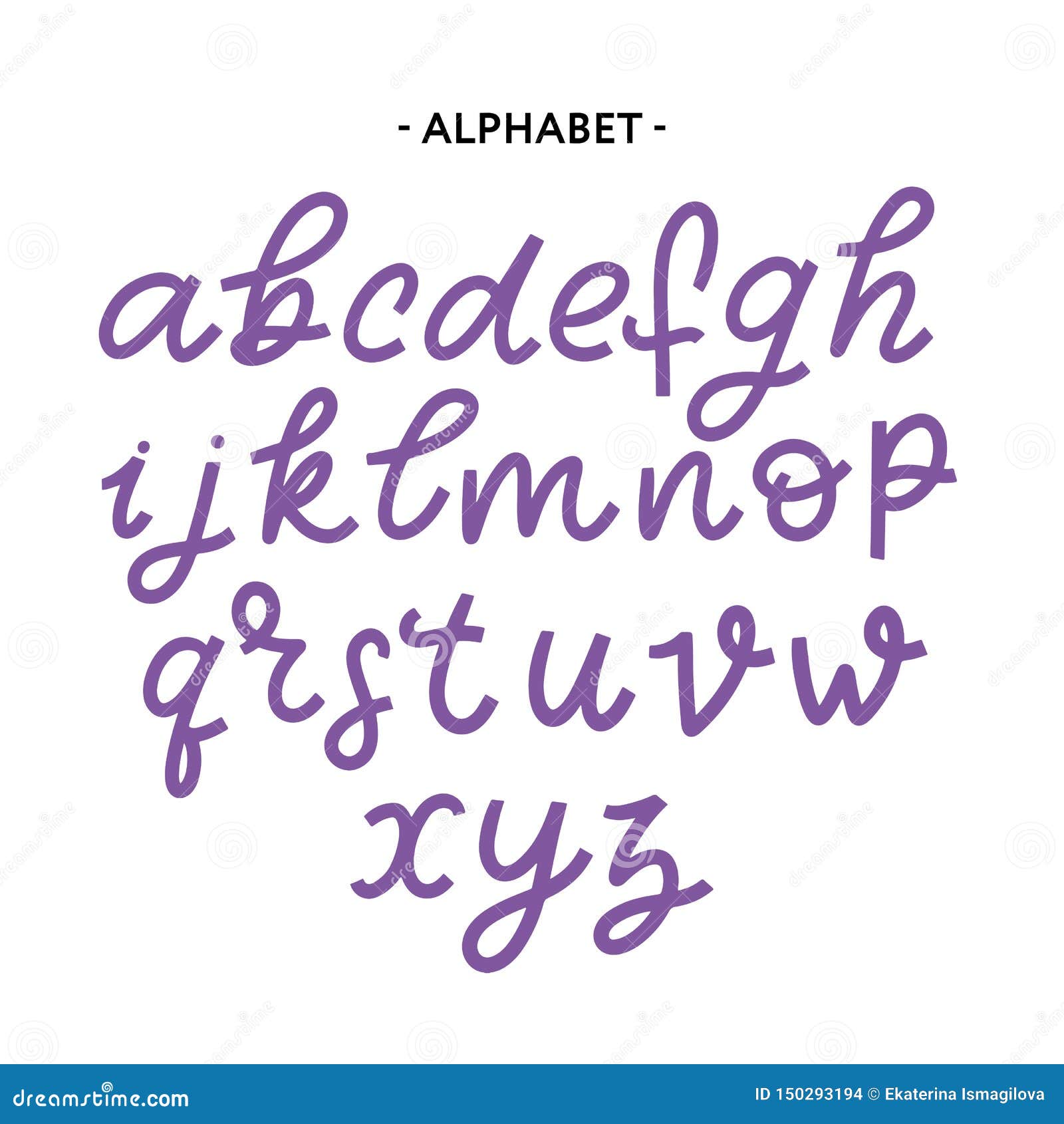 Hand Drawn Typeface Set Isolated on White. Brush Painted Characters ...