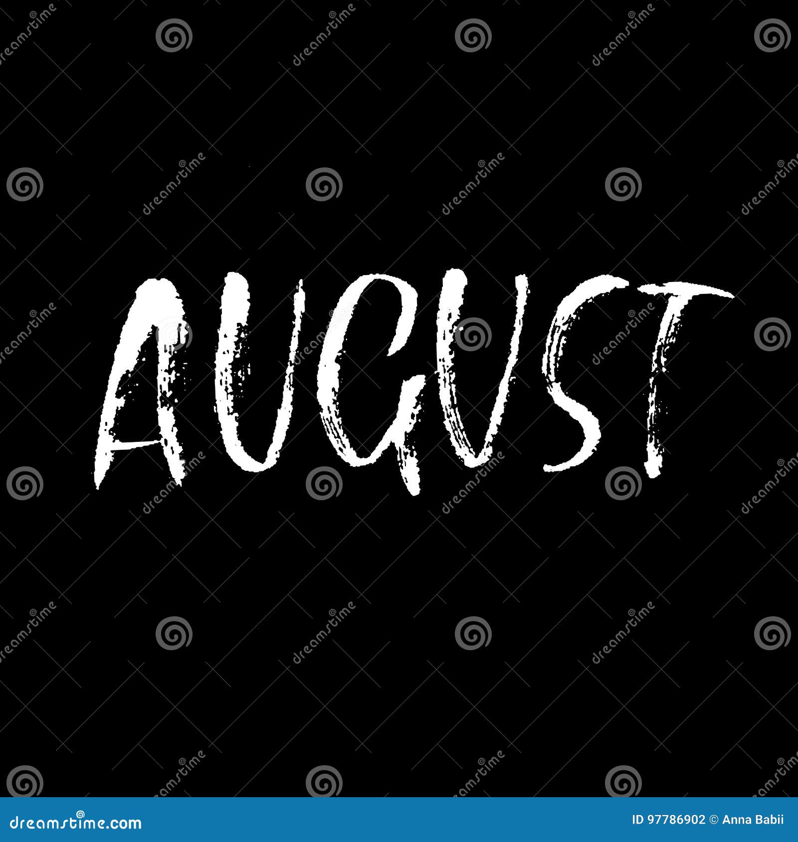 Hand Drawn Typography Lettering. August. Month Inscription. Vector ...