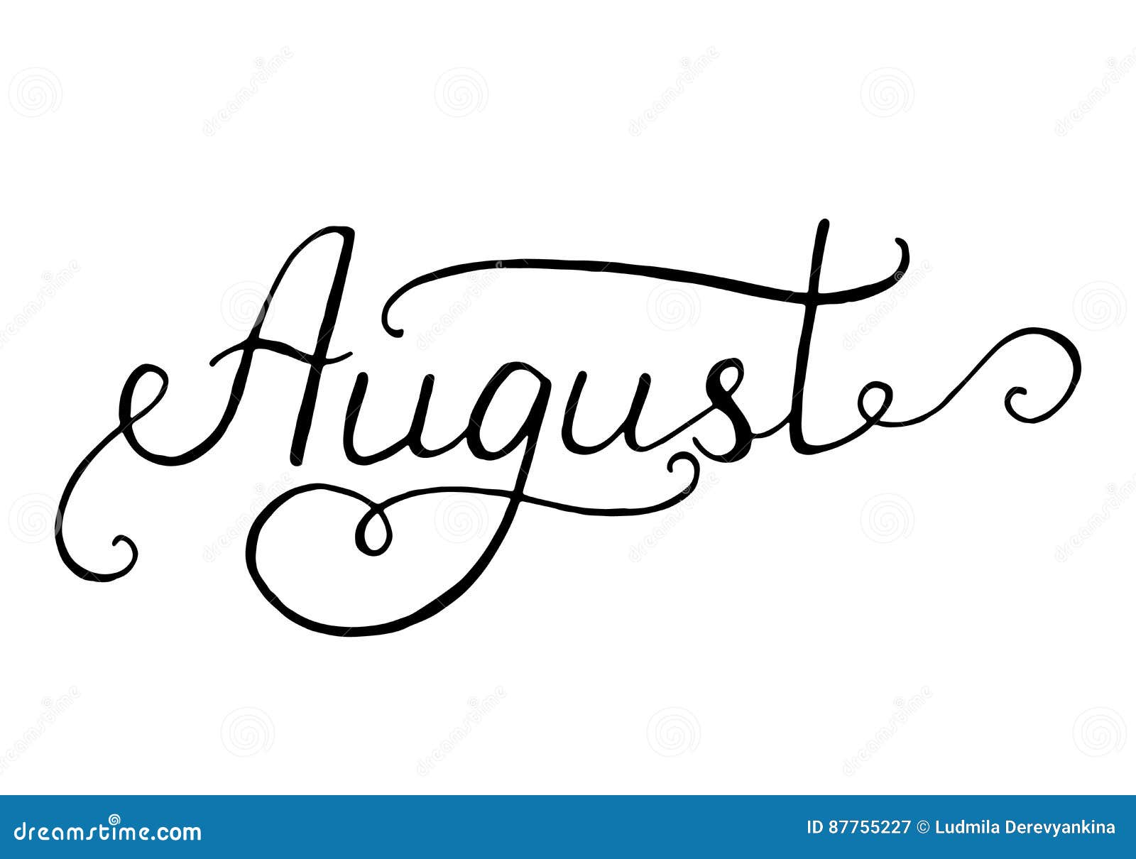 Hand Drawn Typography Lettering Phrase August Isolated Stock ...