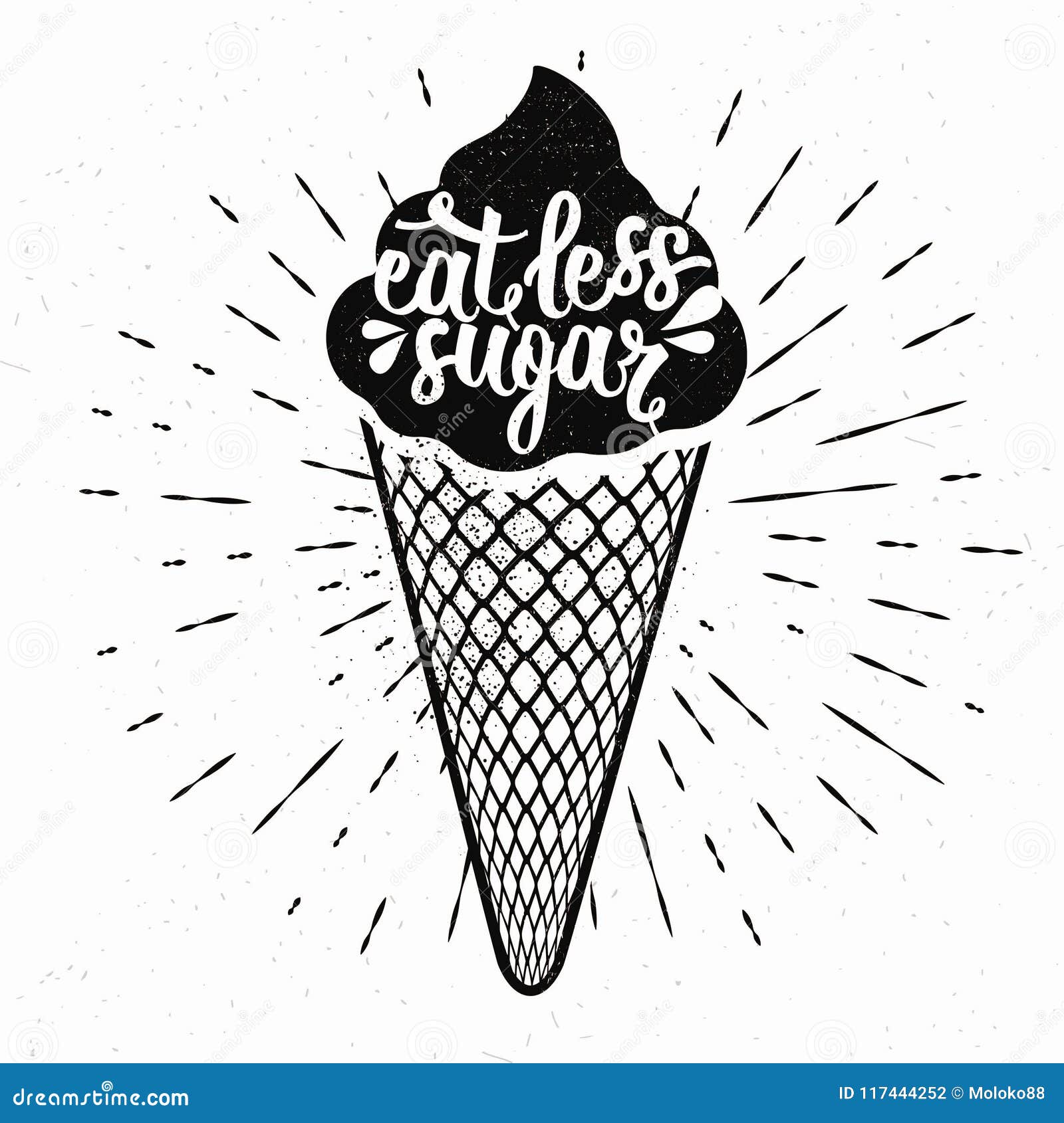 Hand Drawn Typography Poster. Typography. Eat less Sugar. Stock Vector ...