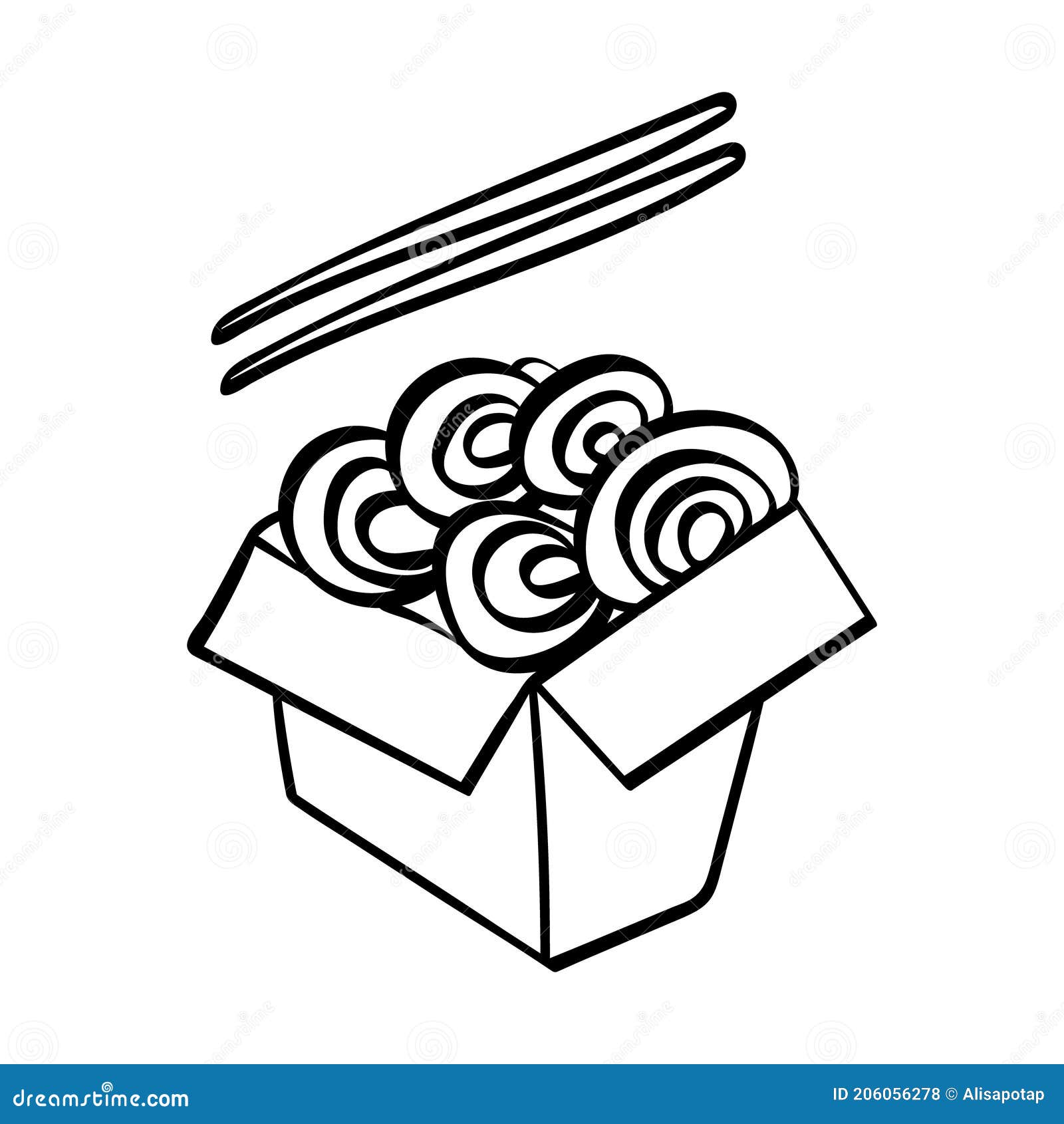 Hand Drawn Udon with Chopstiks Icon Stock Vector - Illustration of ...