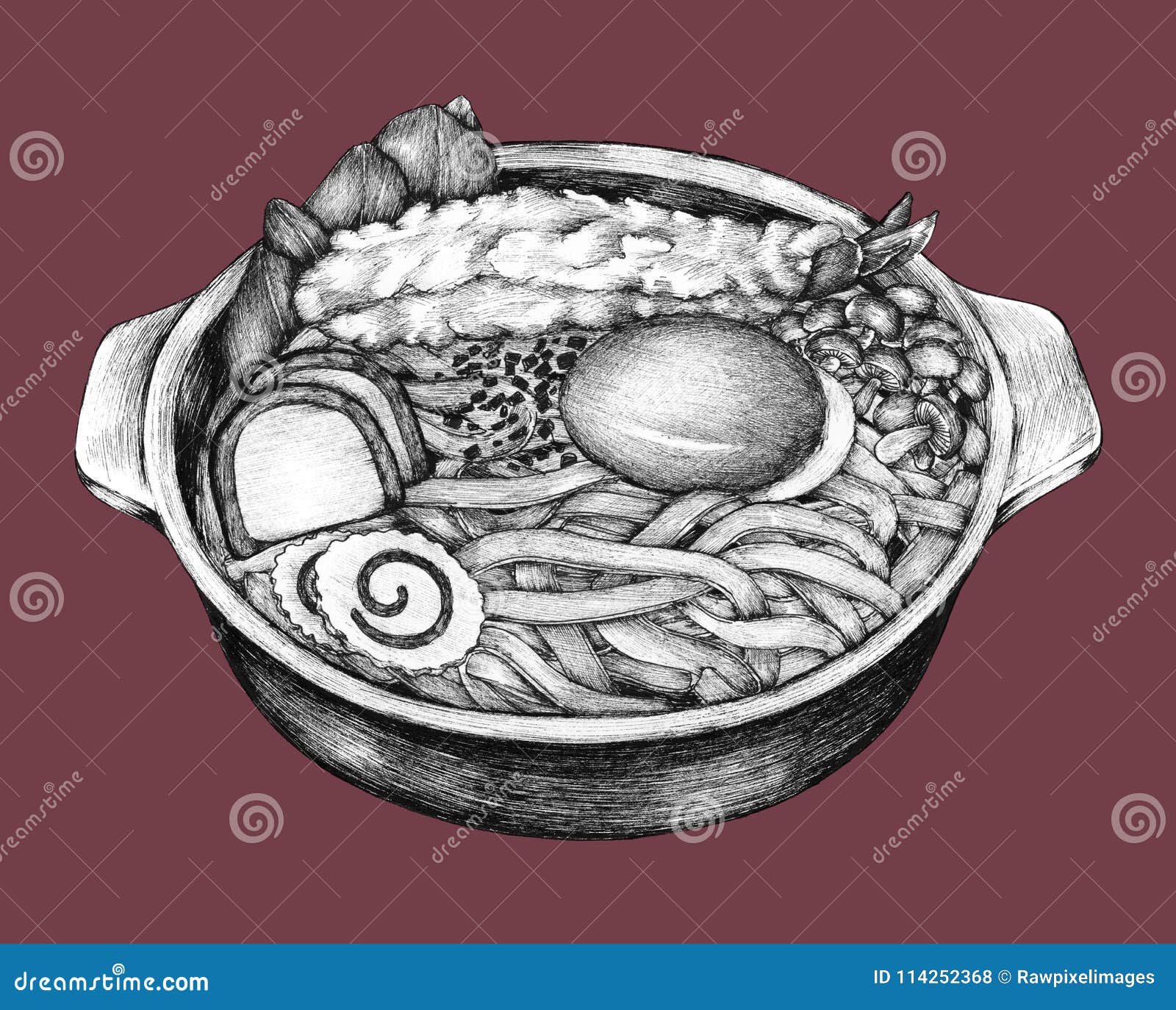 Hand Drawn Udon Japanese Cuisine Stock Illustration - Illustration of ...