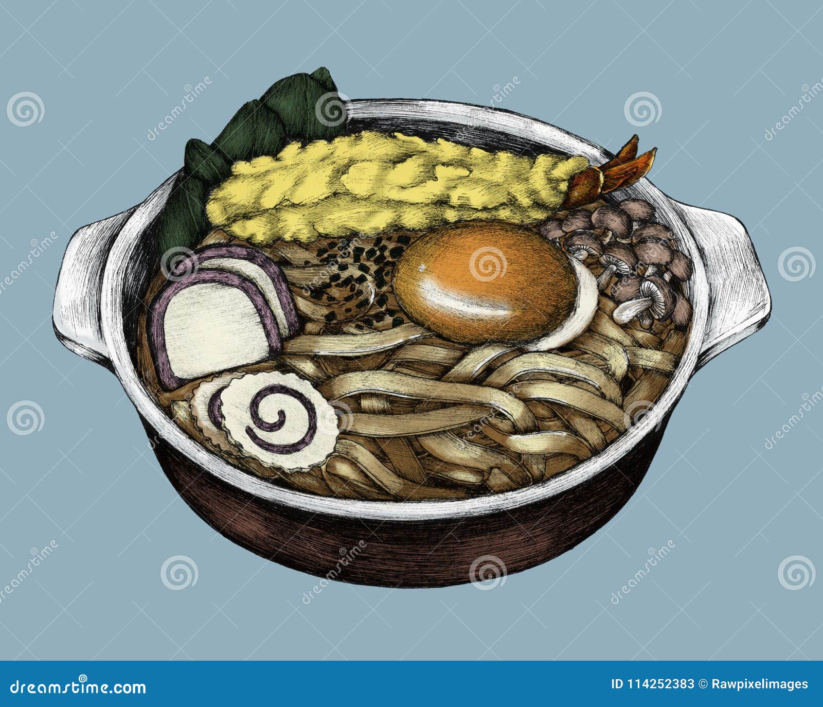 Hand Drawn Udon Japanese Cuisine Stock Illustration - Illustration of ...