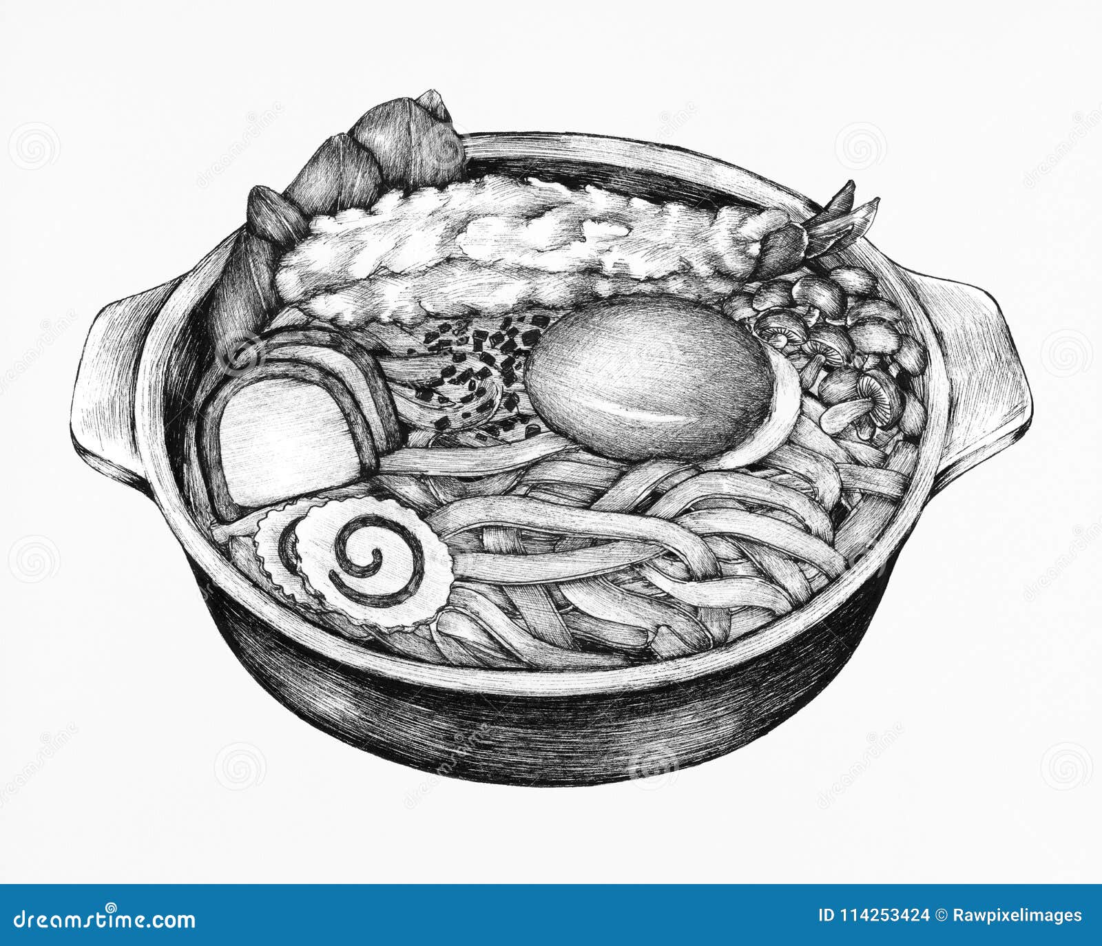 Hand Drawn Udon Japanese Cuisine Stock Illustration - Illustration of ...