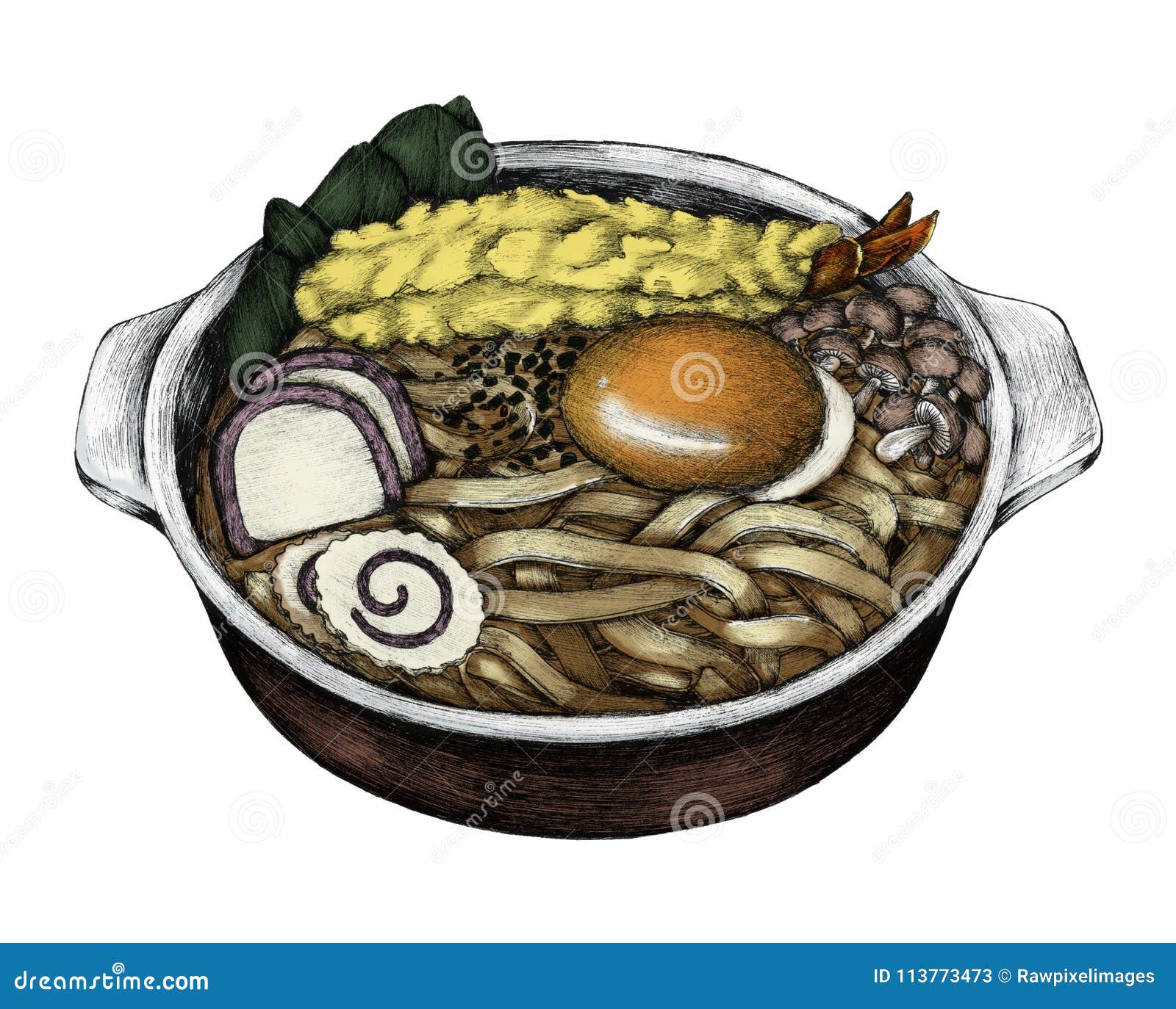 Hand Drawn Udon Japanese Cuisine Stock Illustration - Illustration of ...