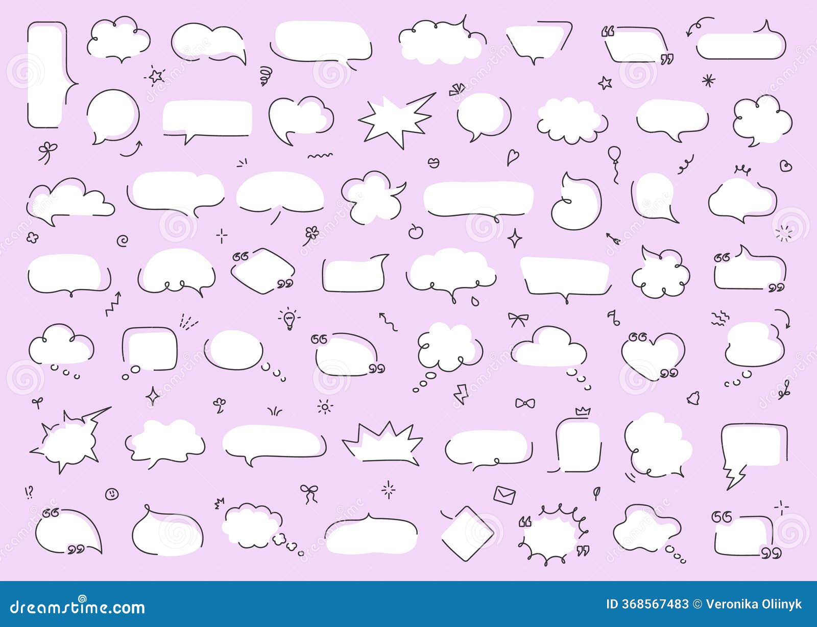 Hand Drawn Underline Callouts. Loose Line Speech Bubble, Doodle Half ...