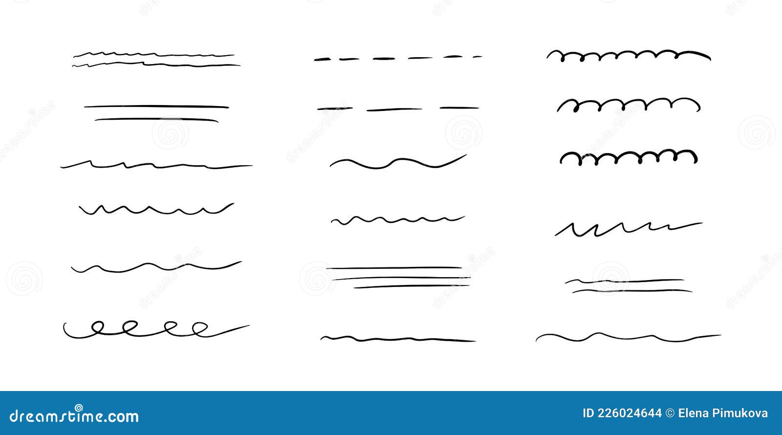 Hand Drawn Underline, Emphasis, Lines Set. Brush Strokes. Handmade ...