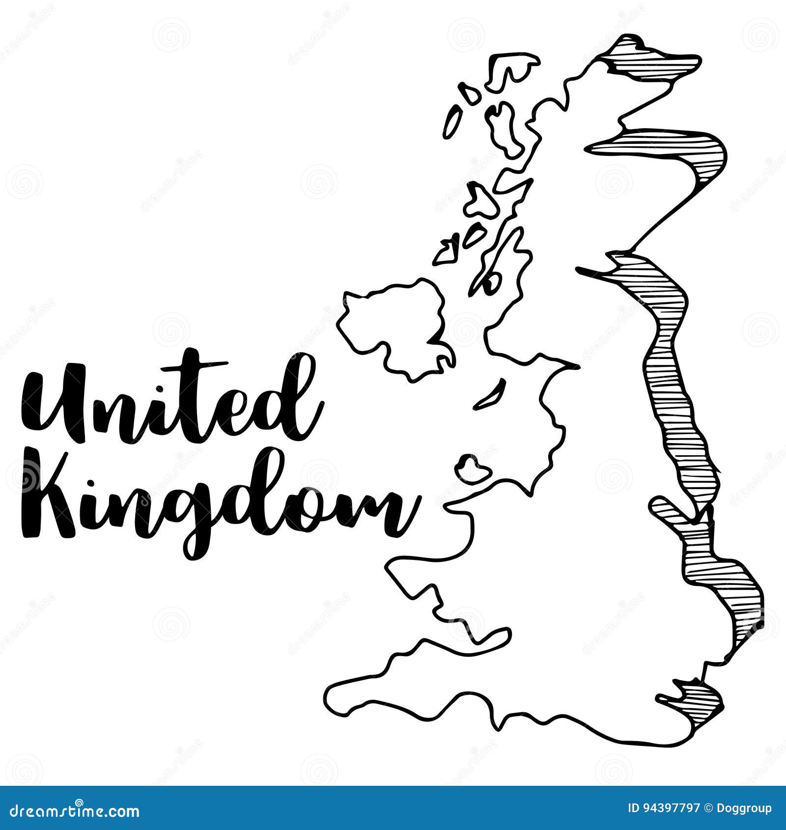 Hand Drawn of United Kingdom Map Stock Illustration - Illustration of ...