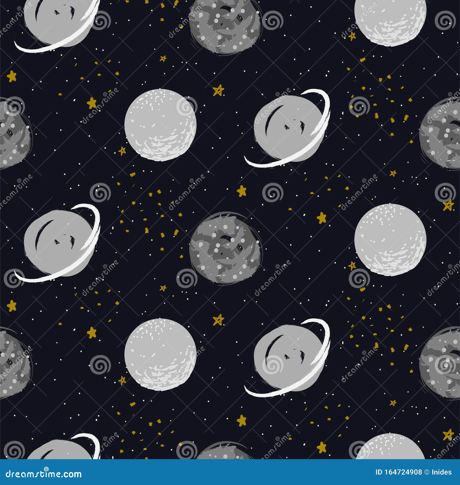 Hand Drawn Universe Seamless Vector Pattern Background Blue and Gray ...