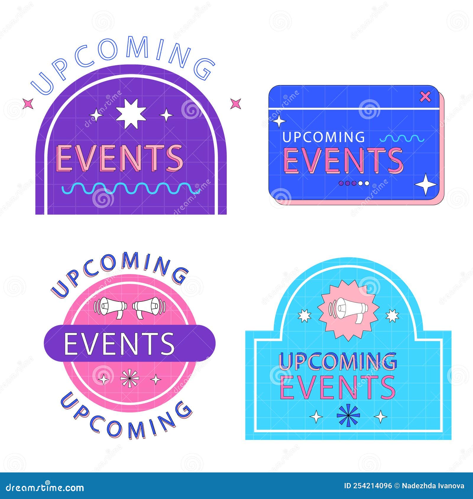 Hand Drawn Upcoming Events Badges Set Vector Illustration Stock Vector ...
