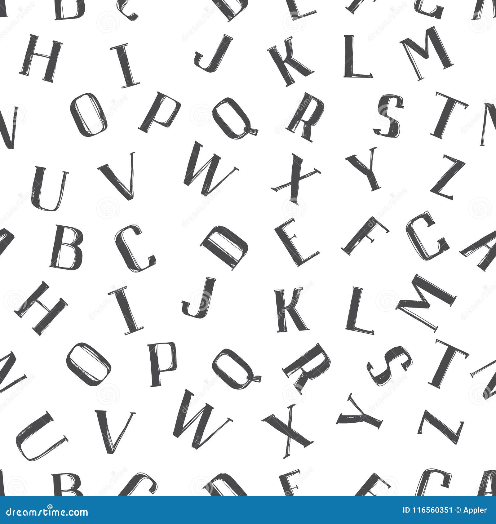 Grey Letters Seamless Pattern Stock Vector - Illustration of grammar ...