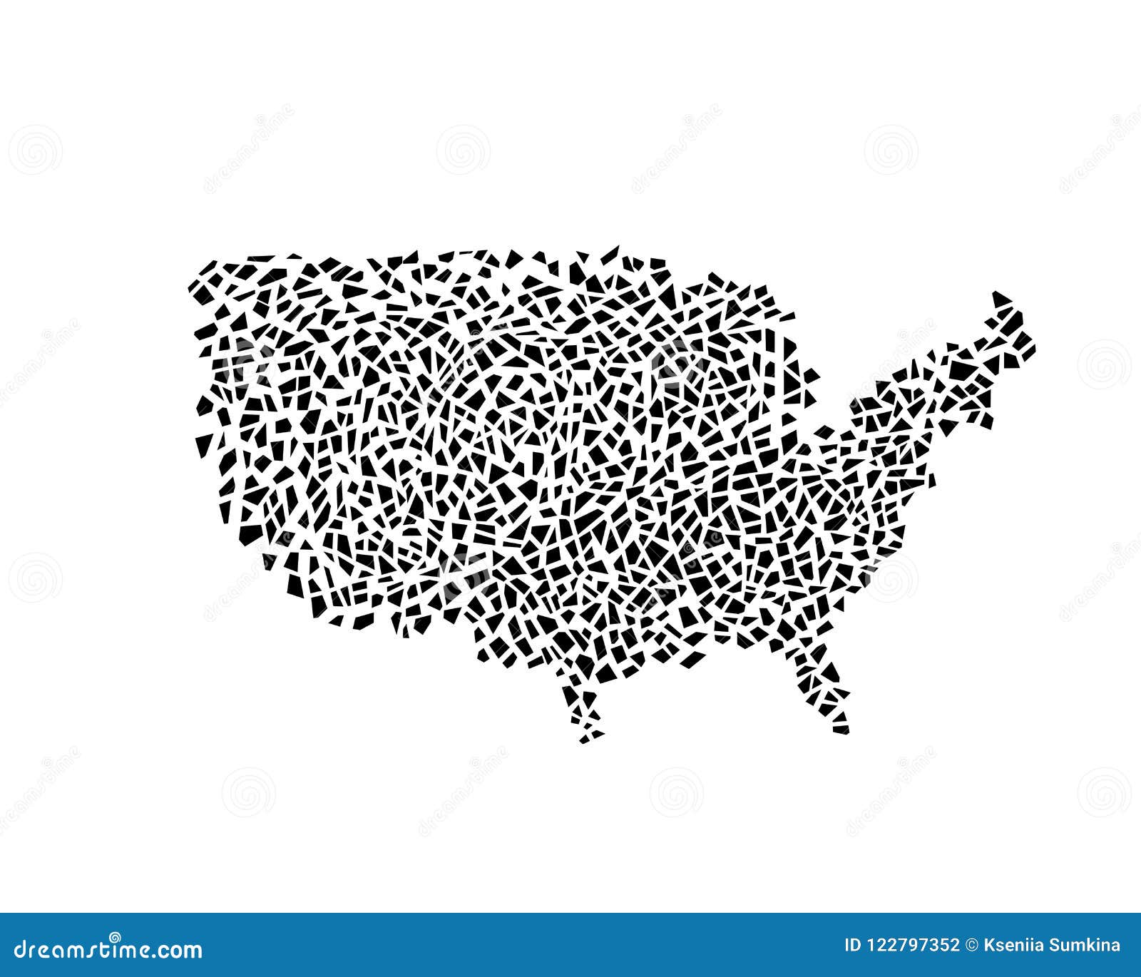 Hand Drawn USA Map with Polygonal Pattern Stock Vector - Illustration ...