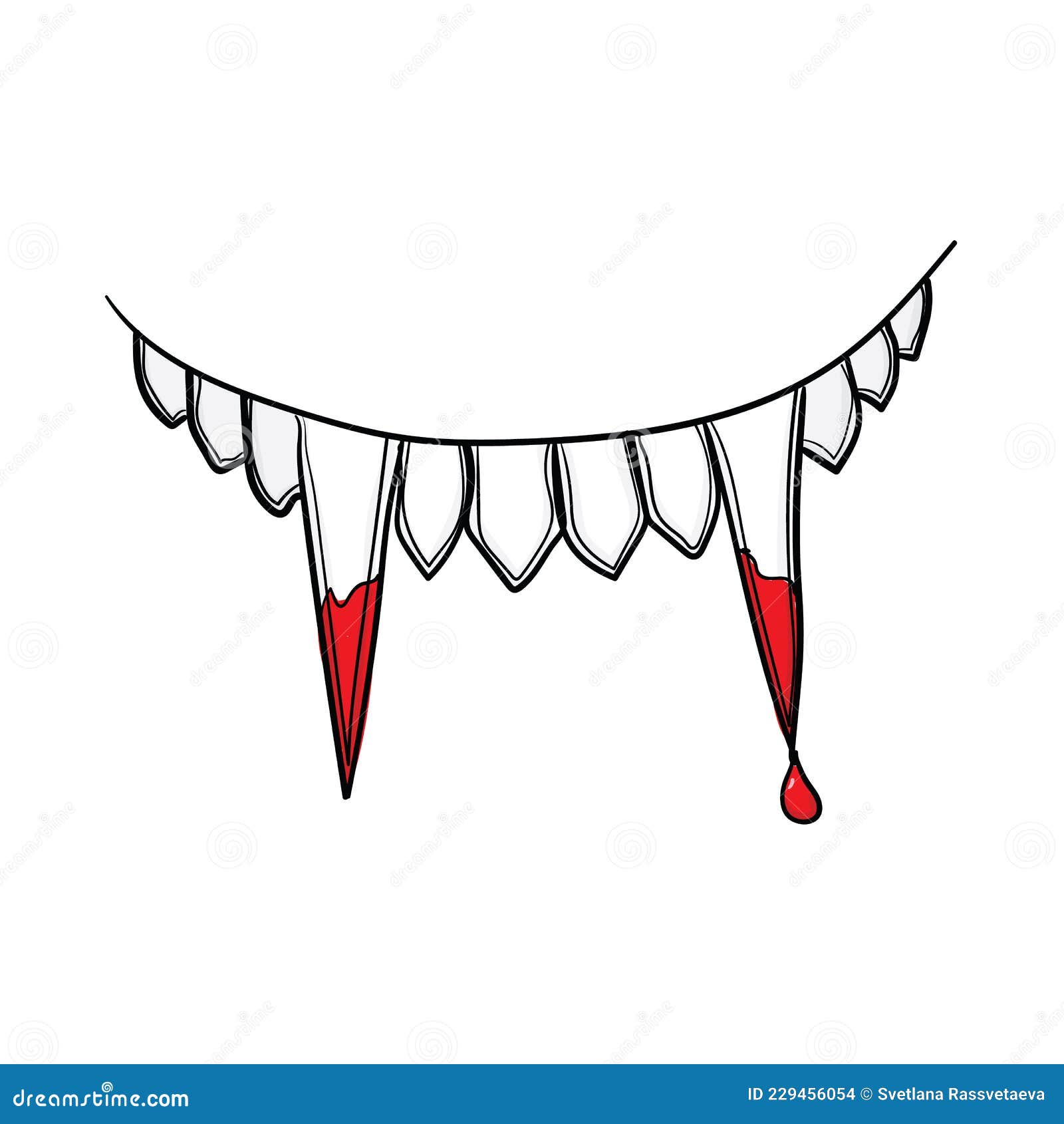 Hand-drawn Vampires Fangs with Blood Stock Vector - Illustration of ...
