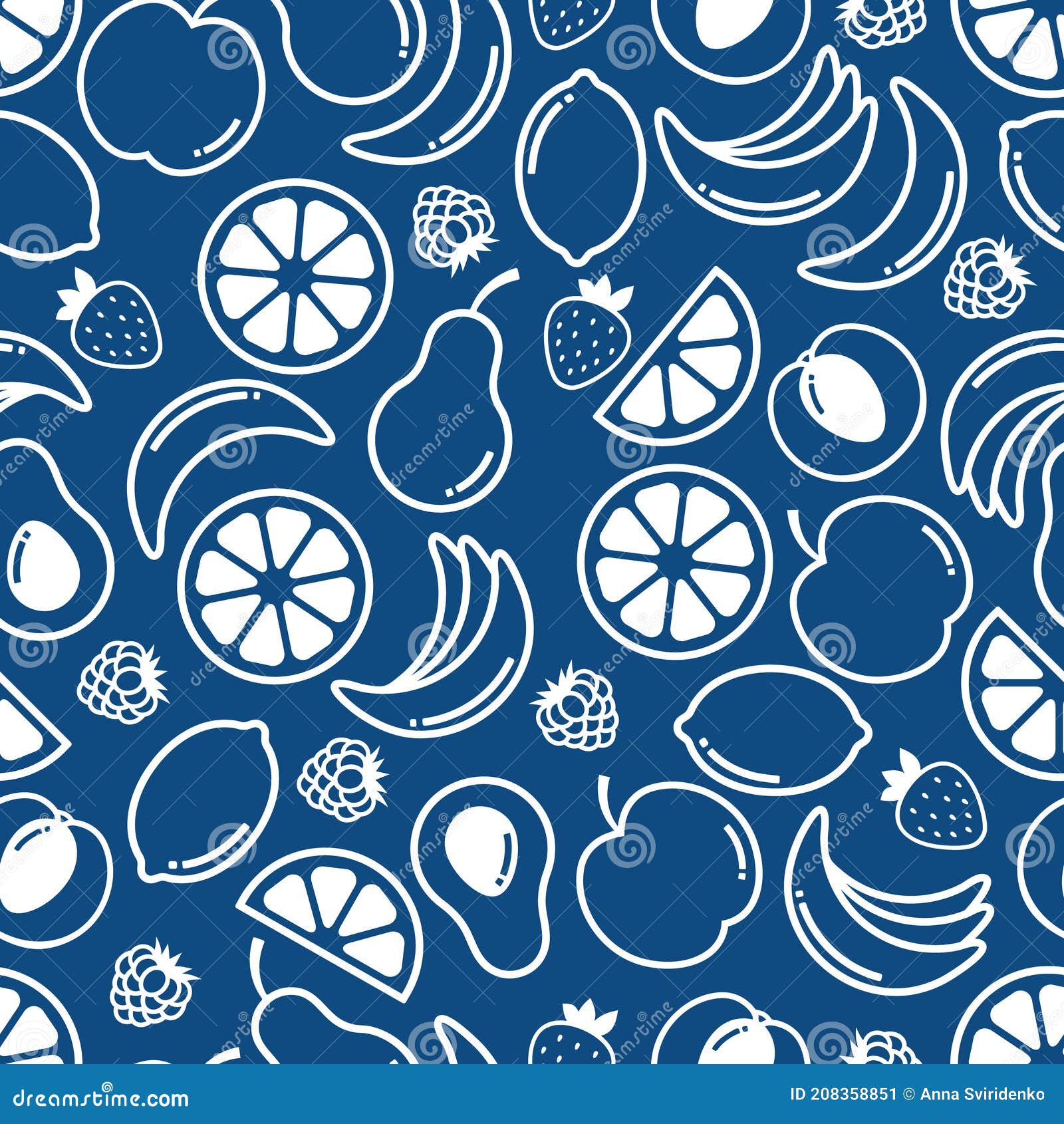 Hand Drawn Various Food Seamless Pattern Stock Illustration ...