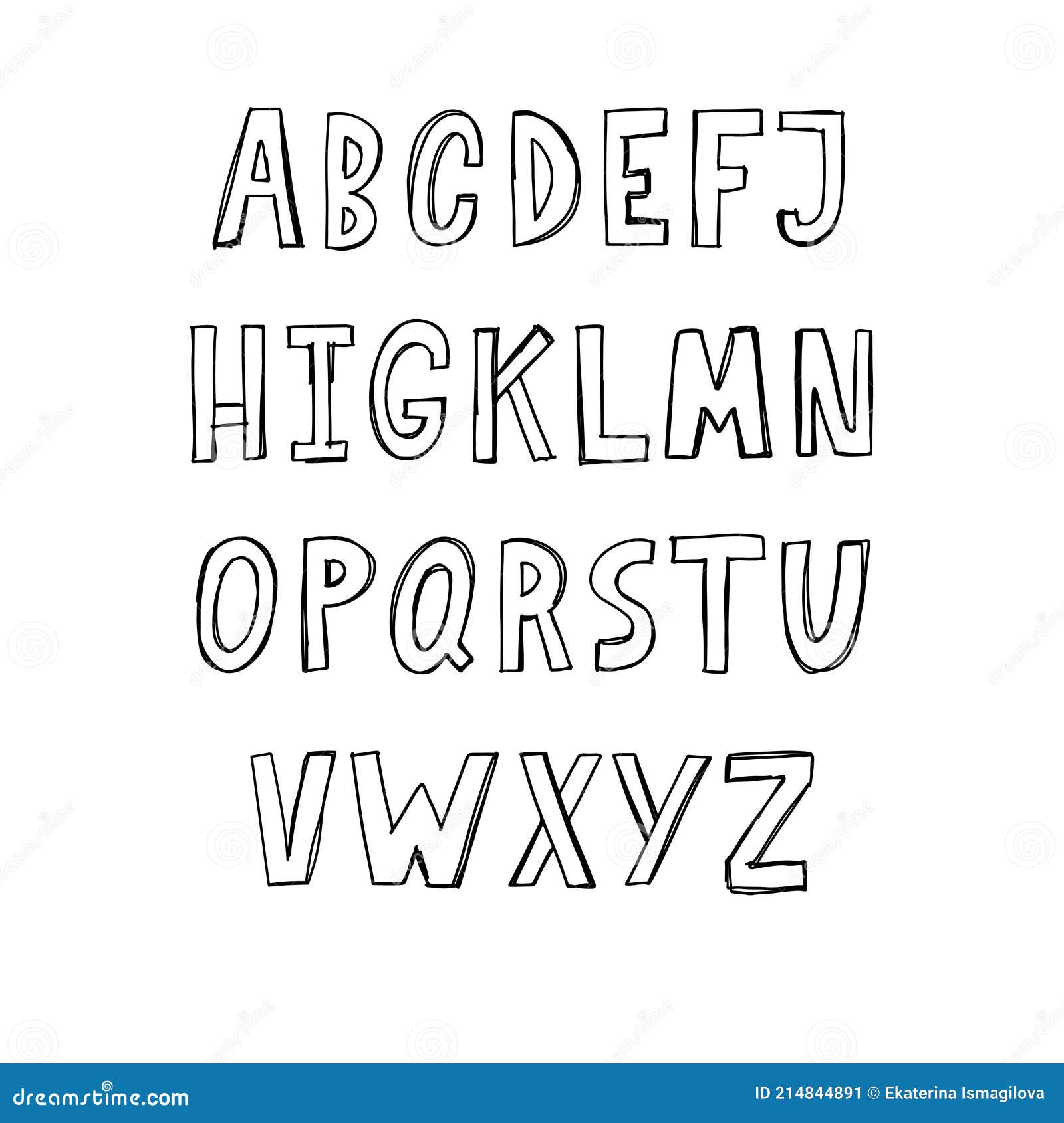 Hand Drawn Vector Abc, Font, 3D, Alphabet Stock Vector - Illustration ...